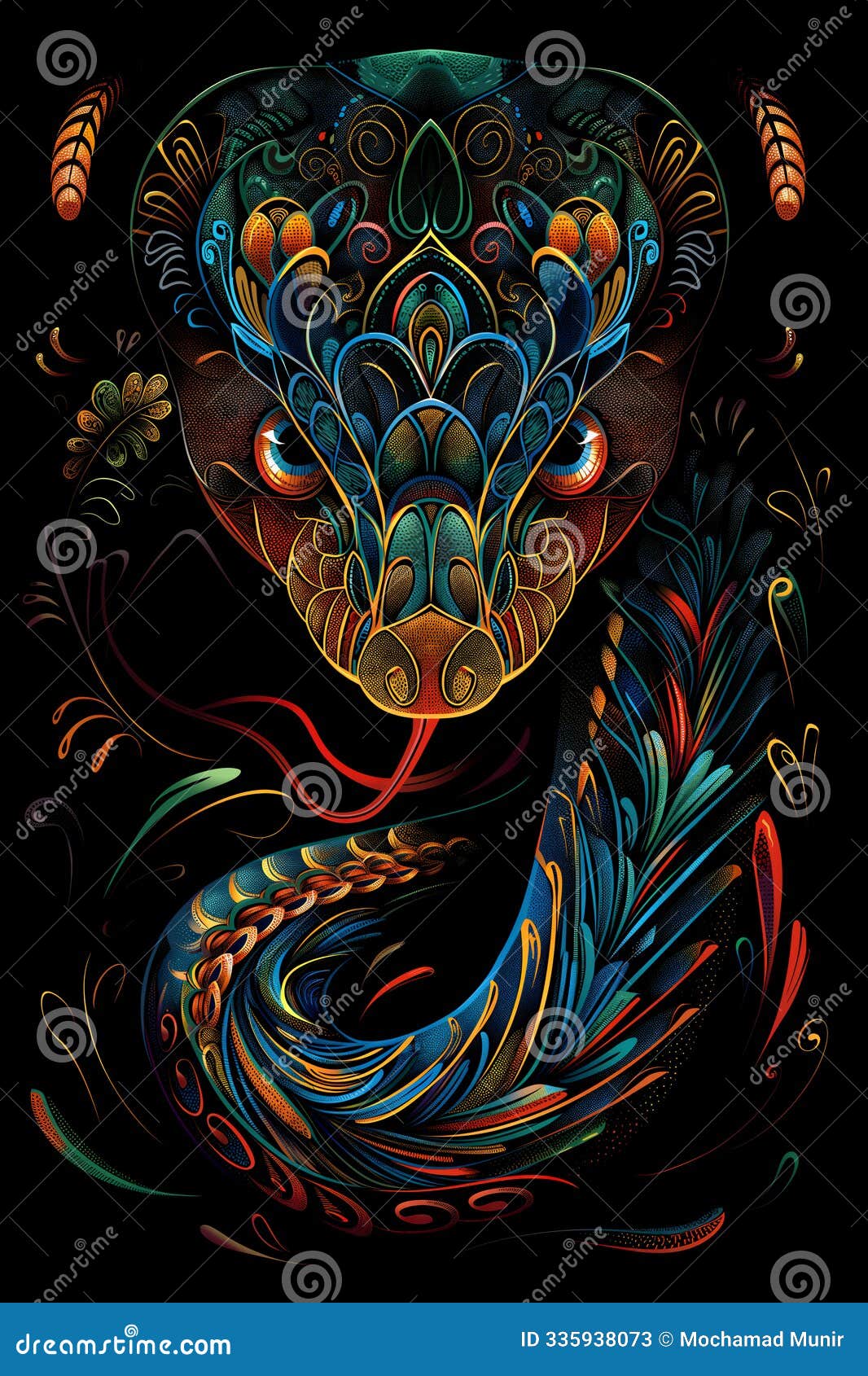 Illustration of Epic Rattle Snake in Abstract Style Stock Illustration ...