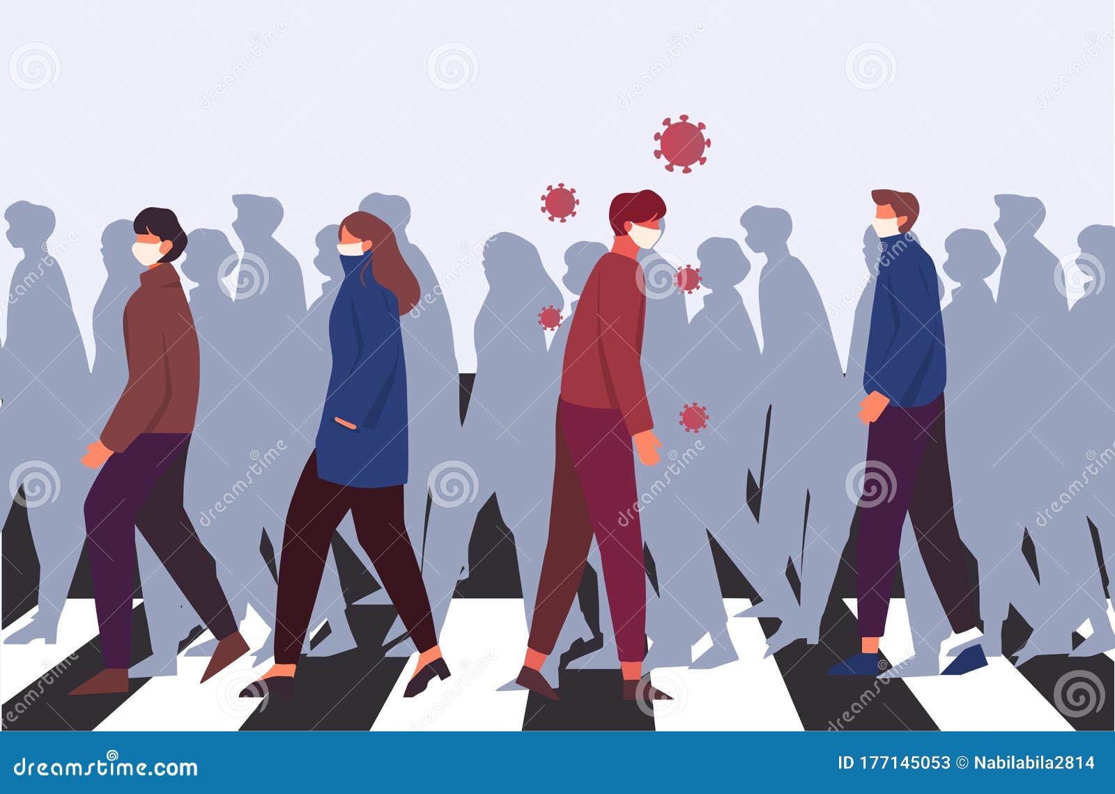 Illustration of Epidemic Disease Sufferer in the Middle of a Crowd at ...
