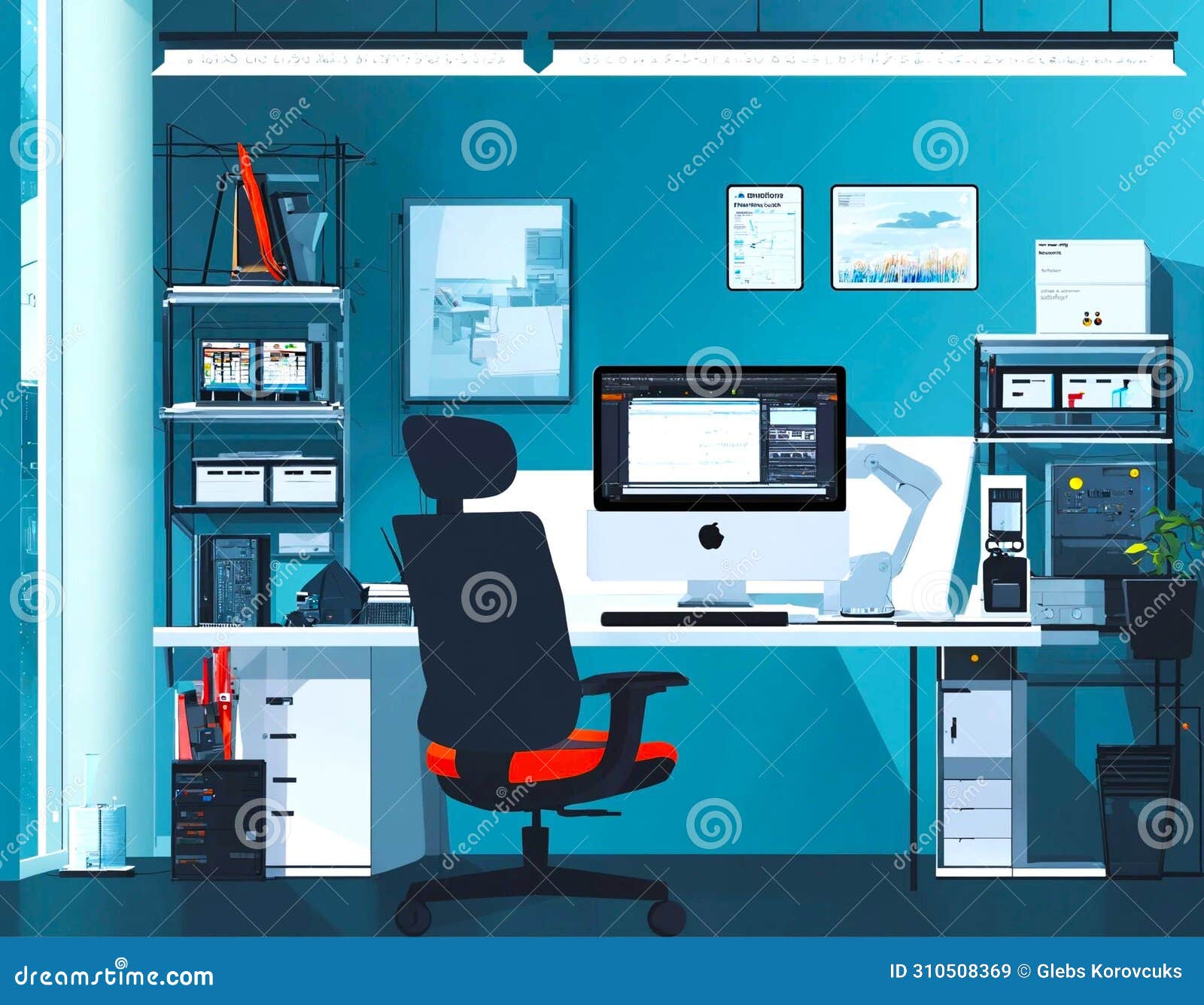 Workplace in a Modern and Equipped Software Laboratory. Stock ...