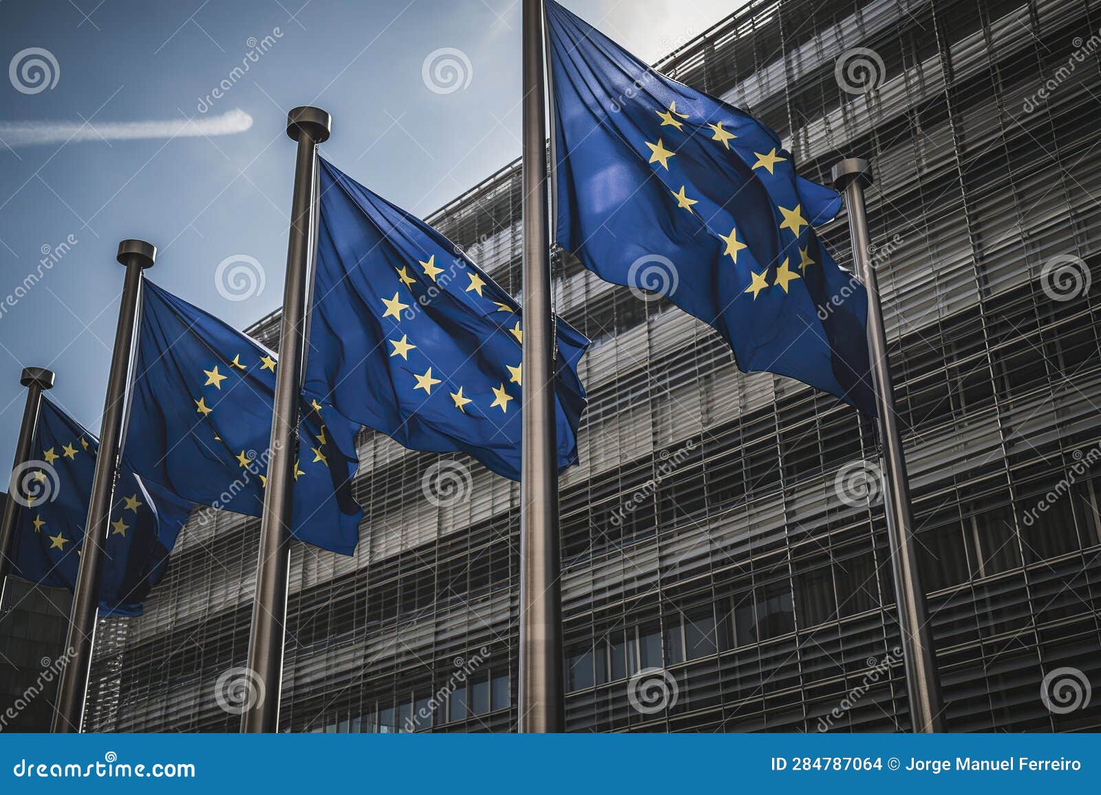 Illustration, Eu Commission Flags in Brussels, Generative Ai Stock ...