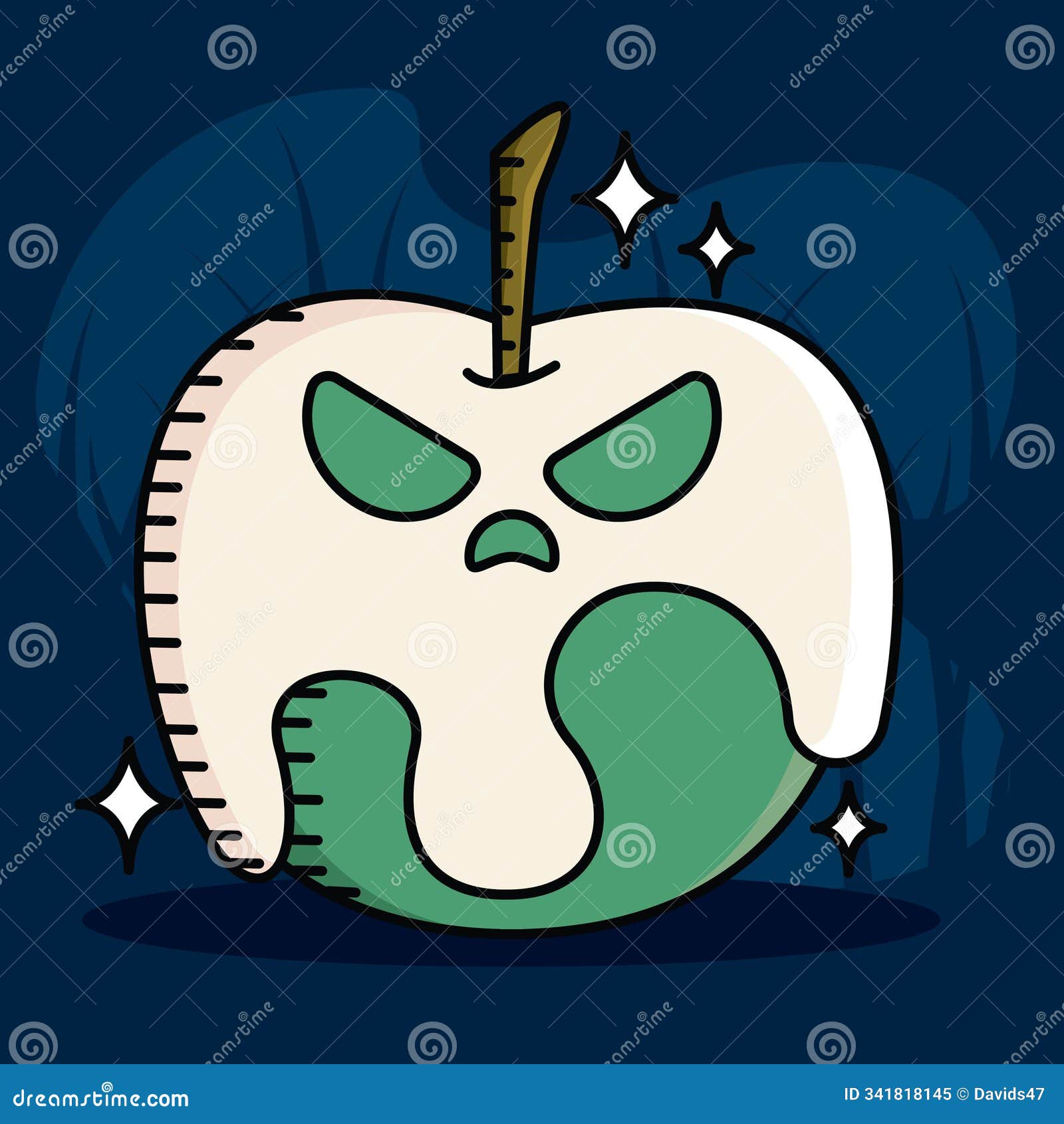 Evil Poison Apple Illustration for Halloween Decor, Vector Stock ...