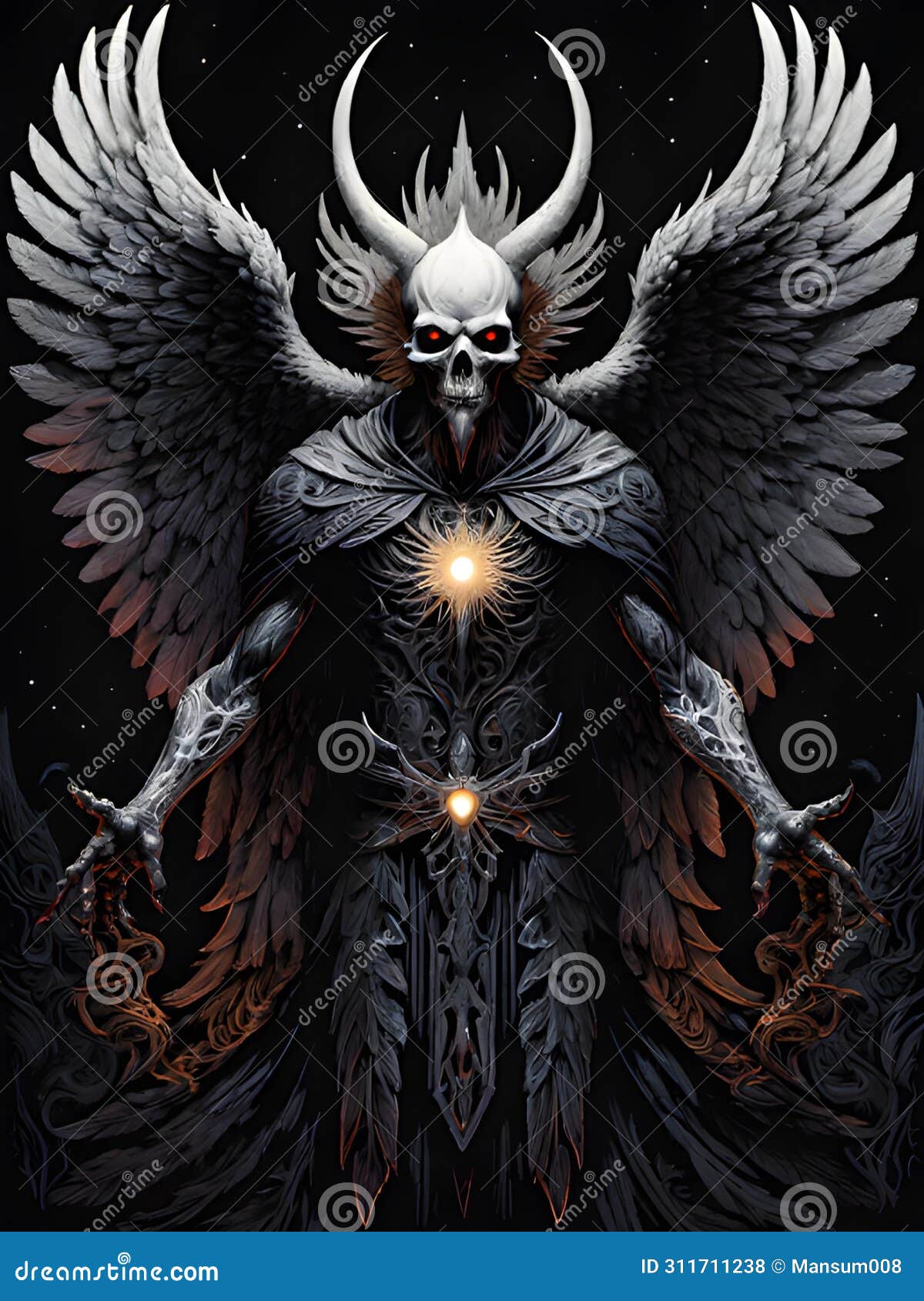 Illustration of a Evil with Wings Stock Illustration - Illustration of ...