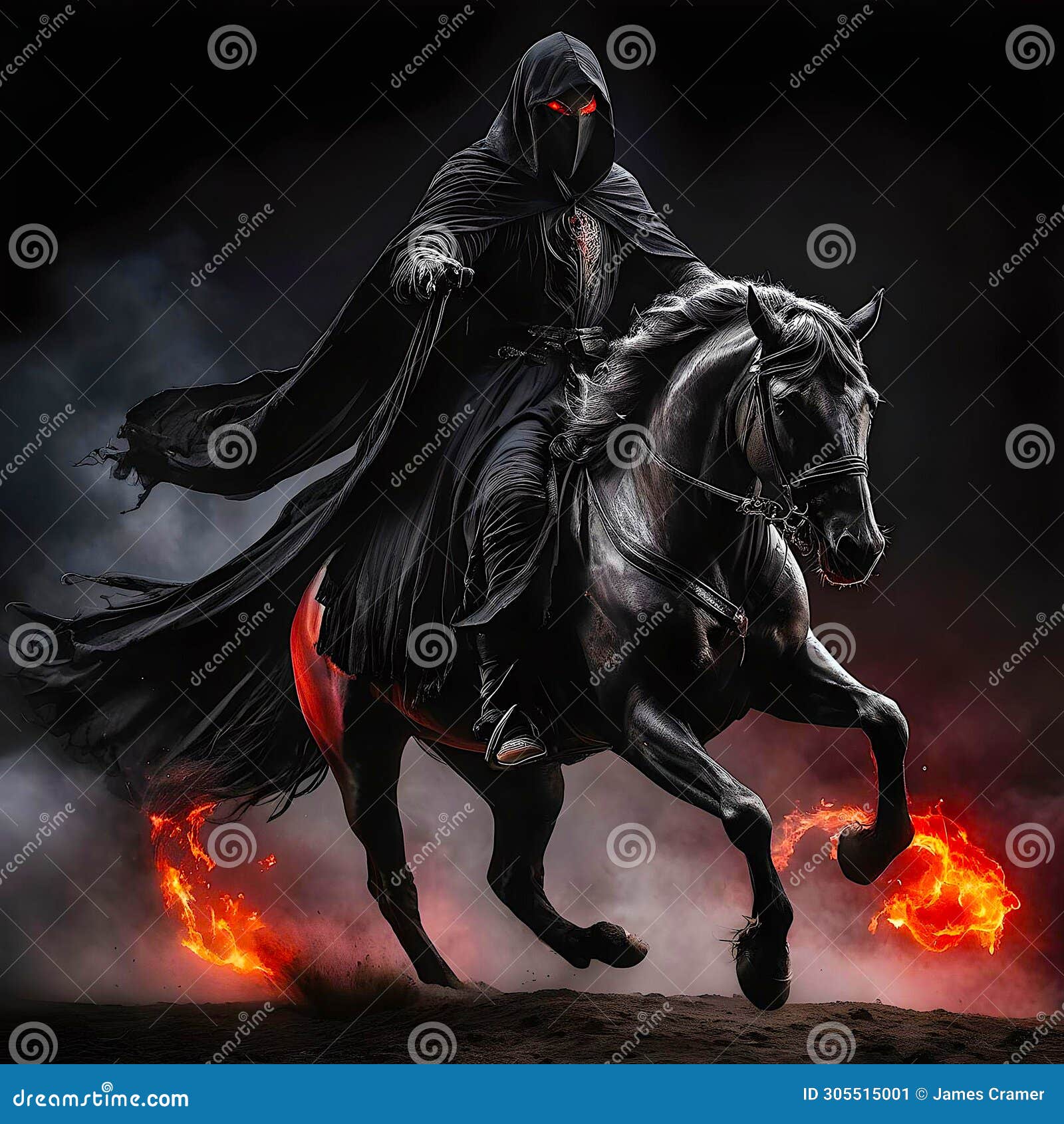 Wraith on Horseback Going about His Evil Business. Stock Illustration ...