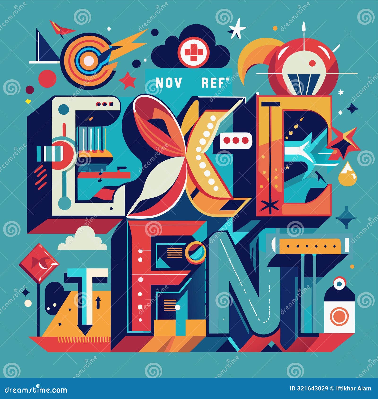 Illustration of Excellent Text with Bold, Abstract Typography Styles ...