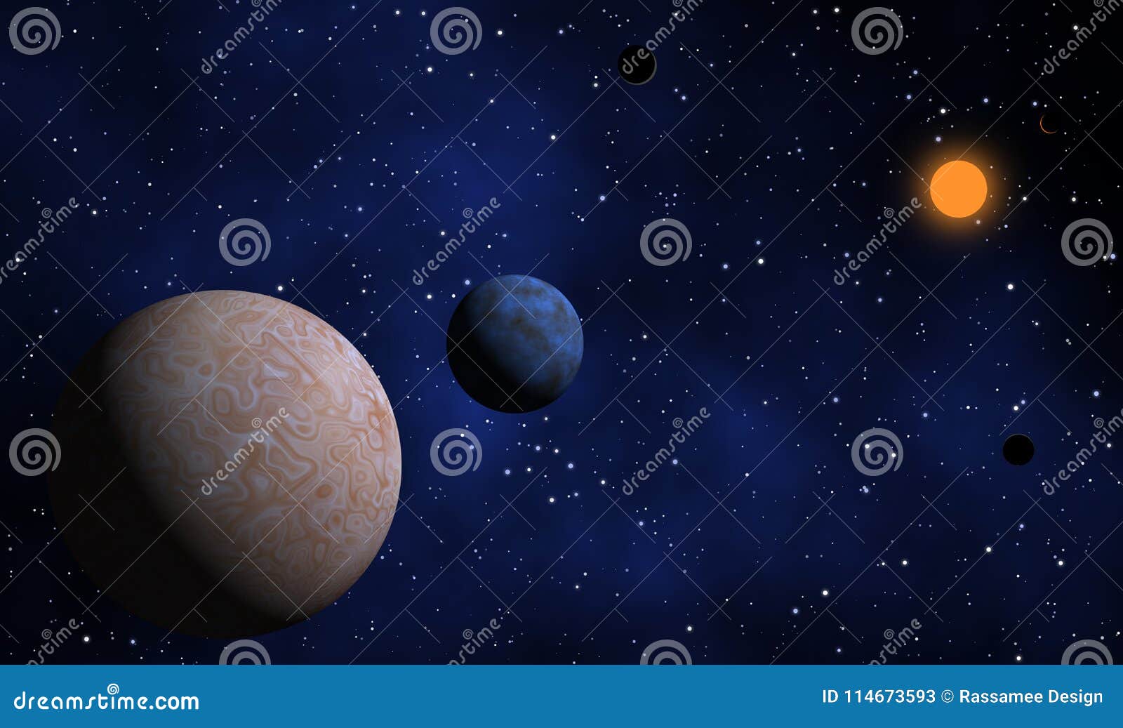 Exoplanets Solar System in Deep Universe Stock Illustration ...