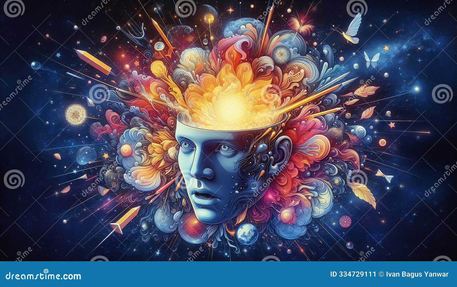 Illustration of Exploding Mind Representing Dreams, Emotions, and ...