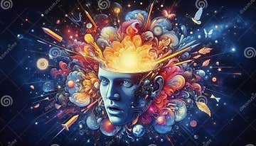 Illustration of Exploding Mind Representing Dreams, Emotions, and ...