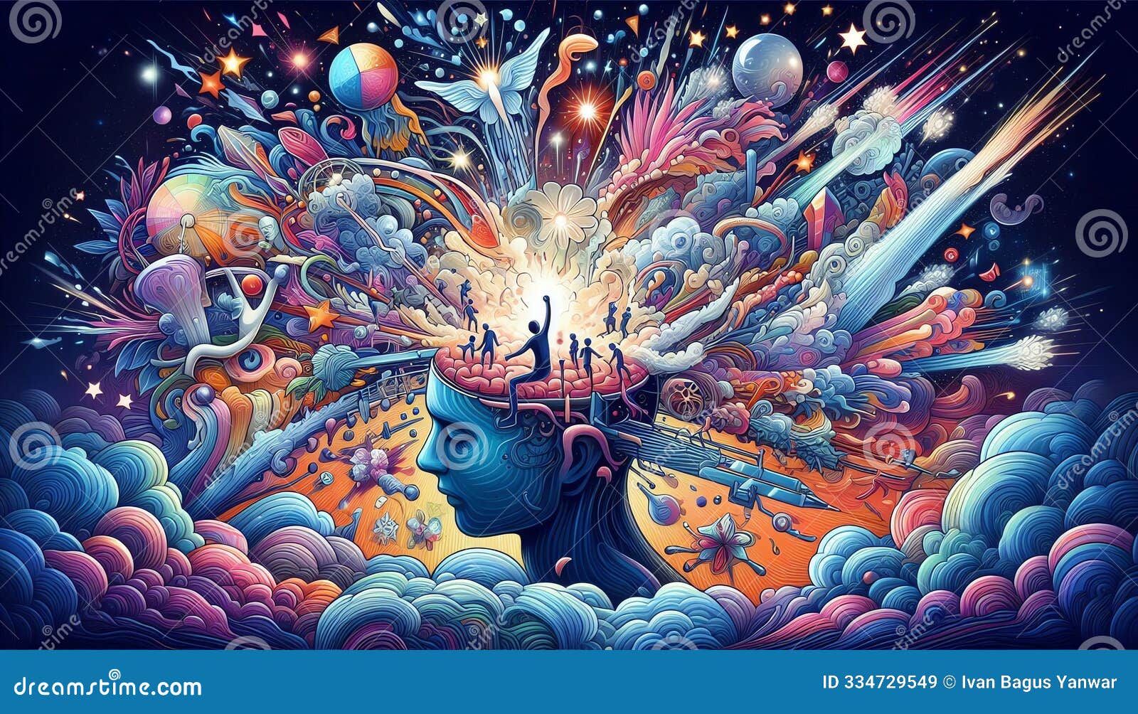 Illustration of Exploding Mind Representing Dreams, Emotions, and ...