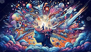 Illustration of Exploding Mind Representing Dreams, Emotions, and ...