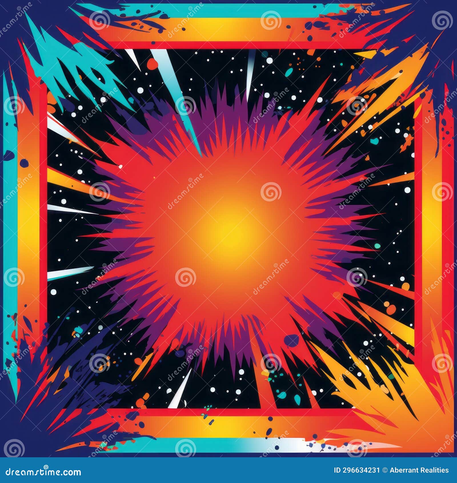 An Illustration of an Explosion in a Colorful Frame Stock Illustration ...