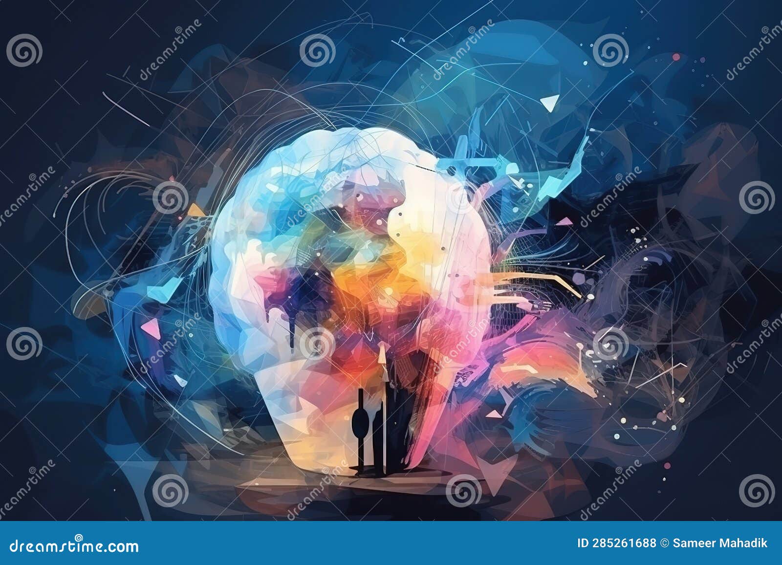 Illustration of Explosion of Colours in Human Head. Generative AI Stock ...