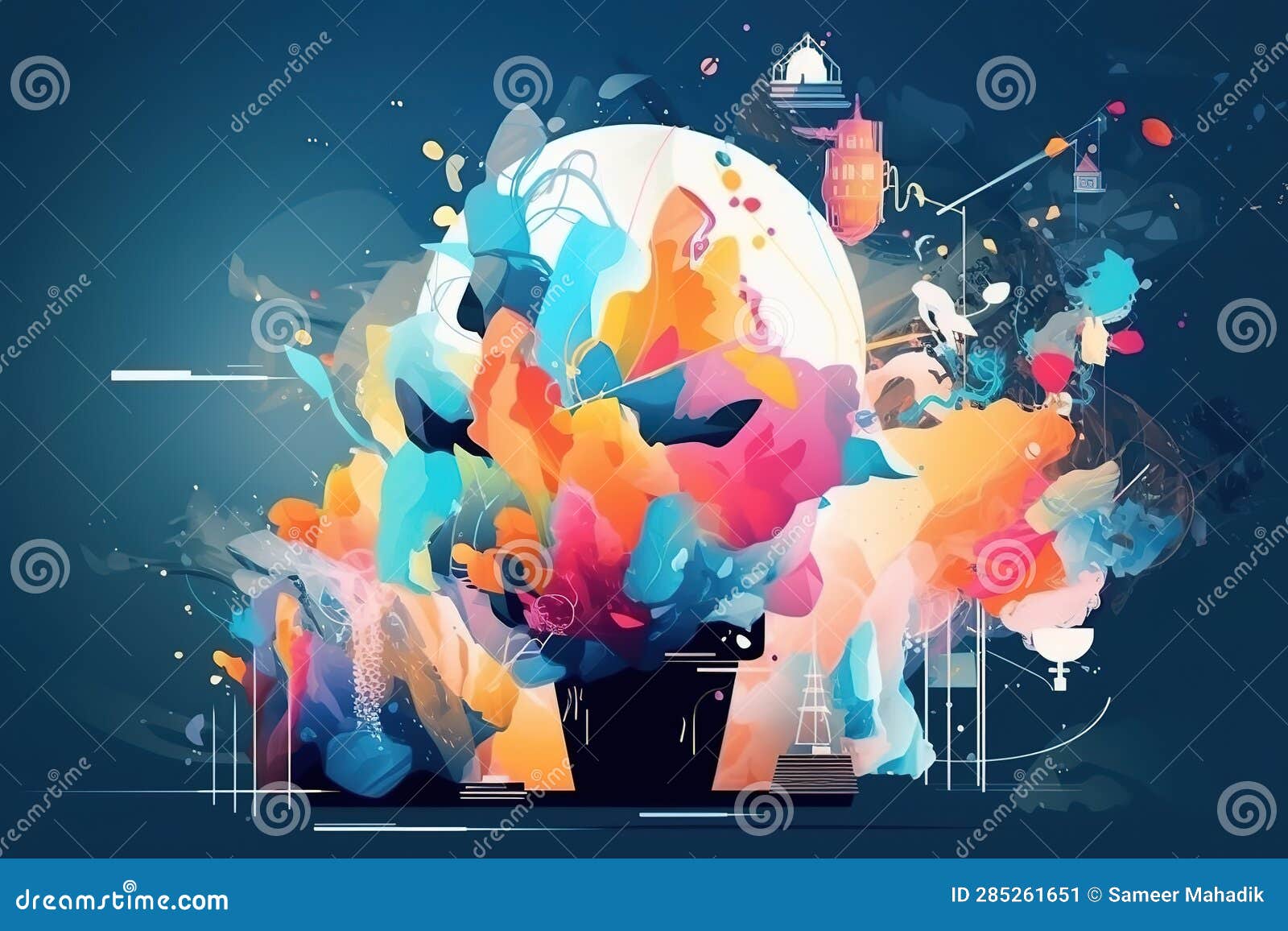 Illustration of Explosion of Colours in Human Head. Generative AI Stock ...