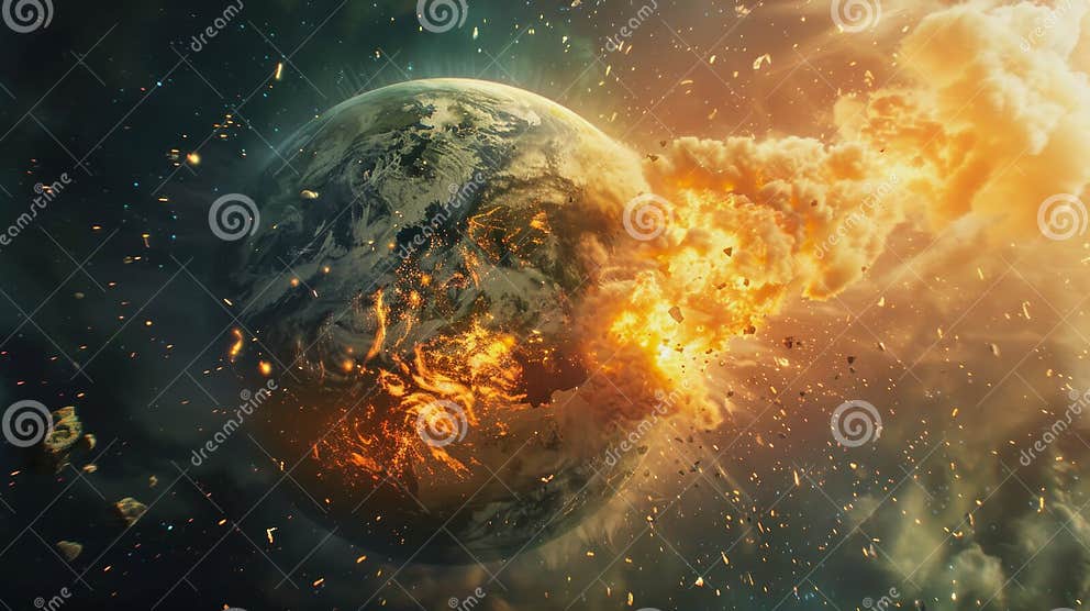 Illustration of the Explosion of Planet Earth Stock Image - Image of ...
