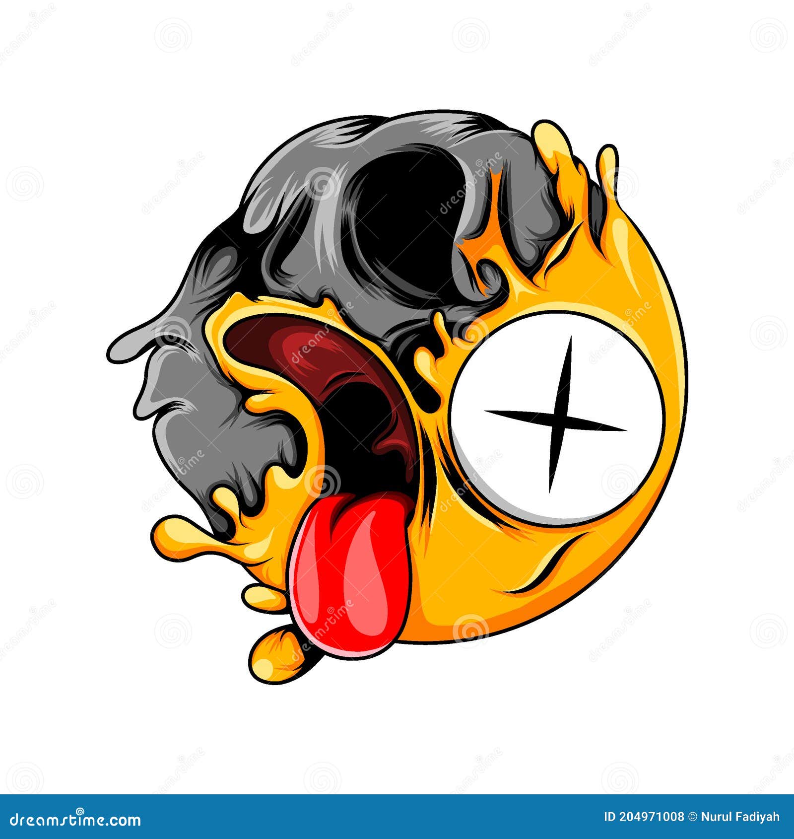 An Expression with Die Face Changes To Death Skull Face Emoticon Stock ...