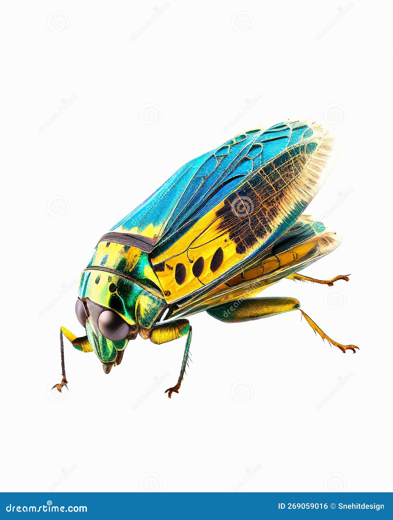 Illustration of Extreme Close Up View of Colorful Leaf Hopper, AI ...