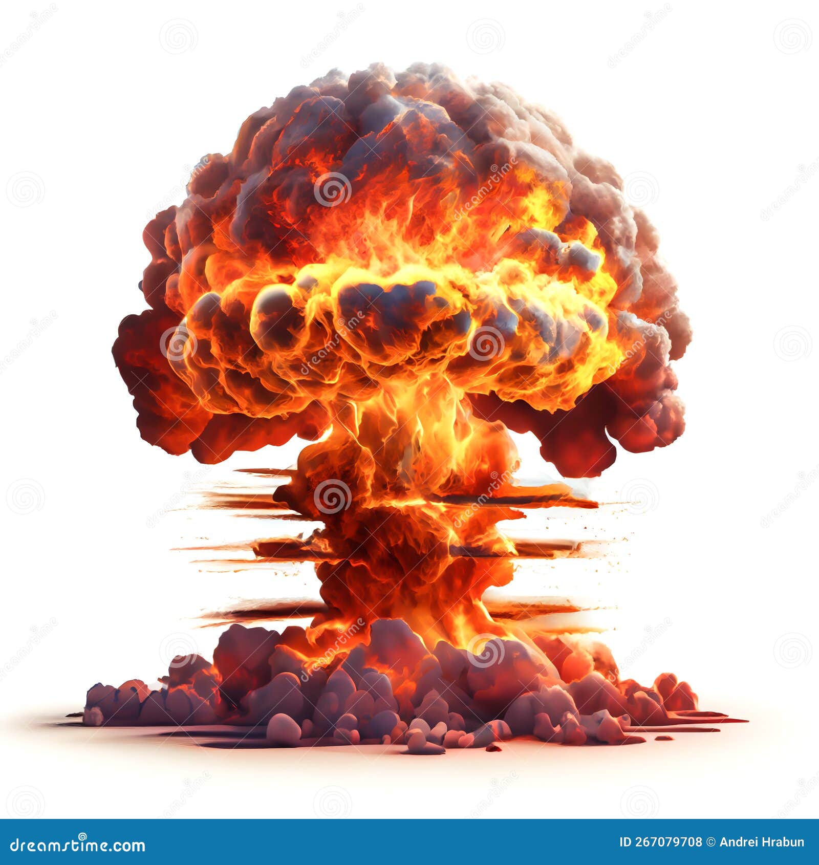 Illustration of Extremely Hot Nuclear Explosion with Sparks and Smoke ...