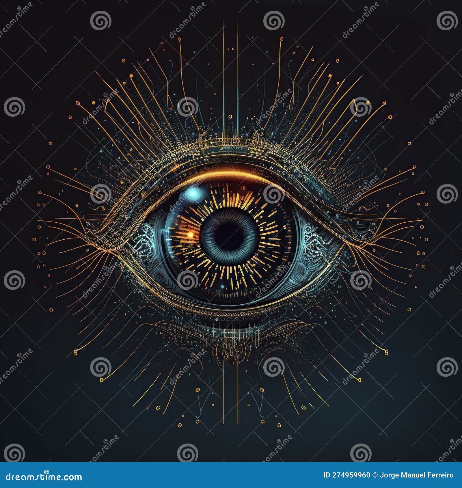 Illustration, Eye Design with Circuit Lines, Ai Generative Stock ...