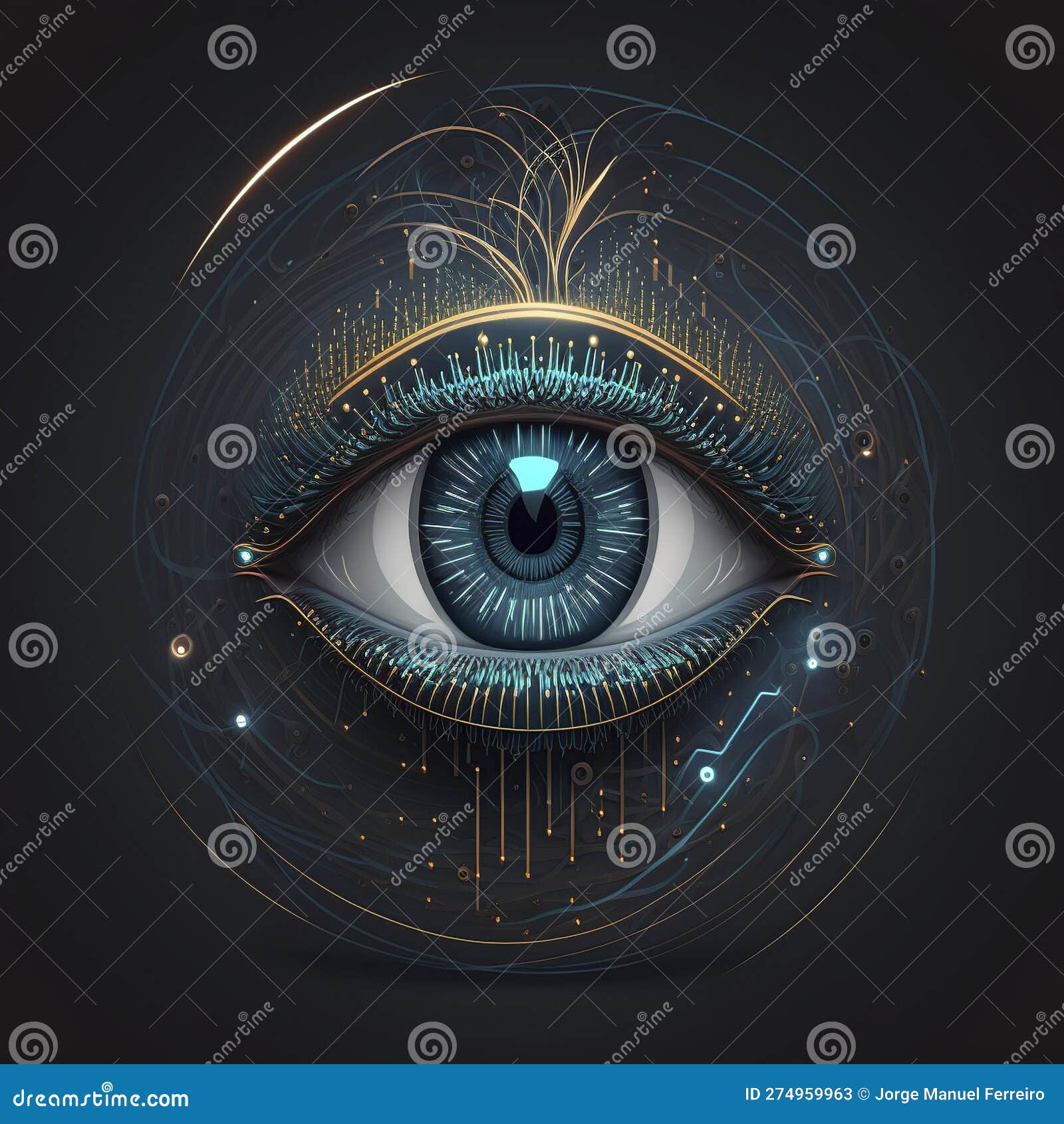 Illustration, Eye Design with Circuit Lines, Ai Generative Stock ...