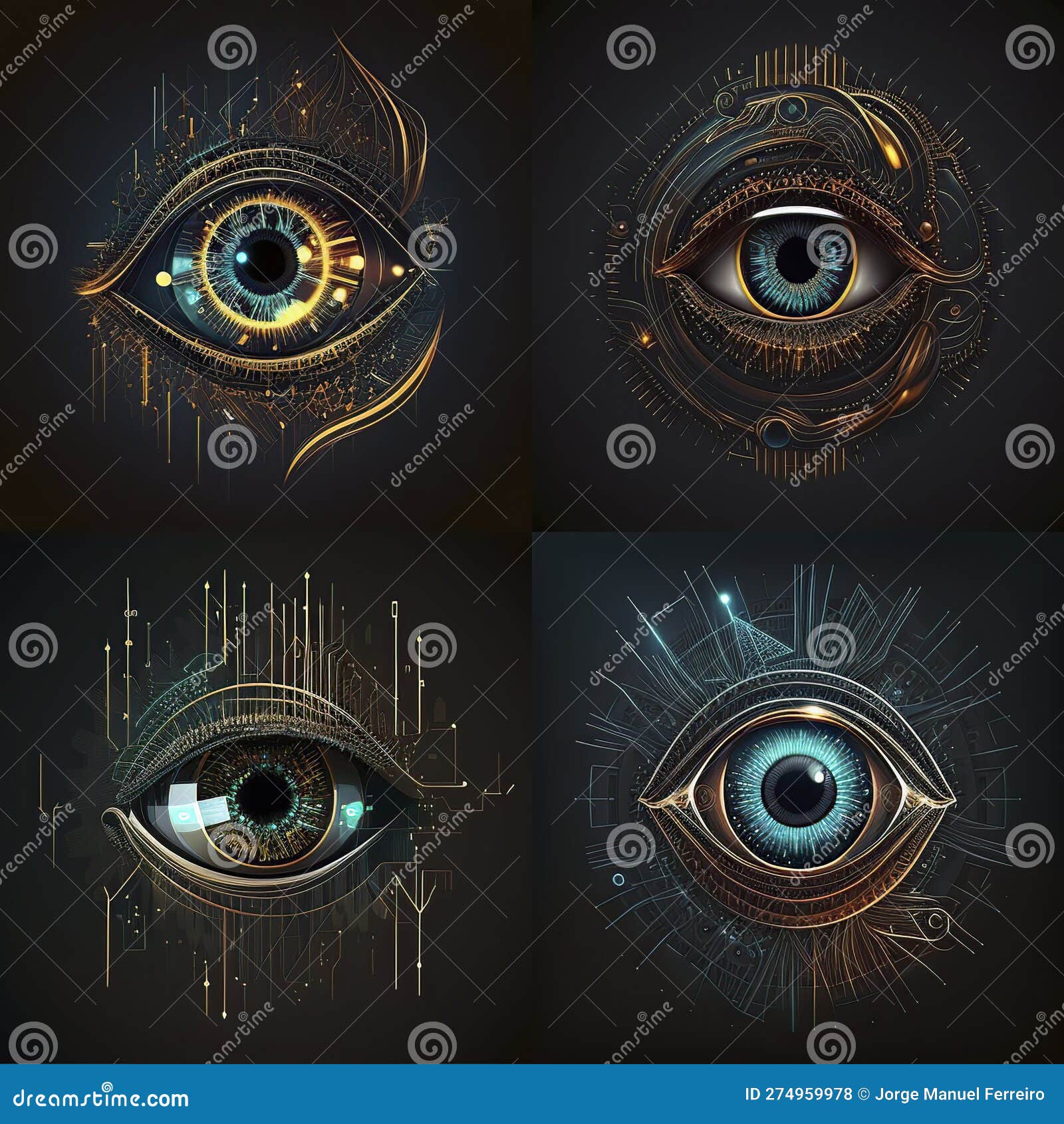 Illustration, Eye Design with Circuit Lines, Ai Generative Stock ...