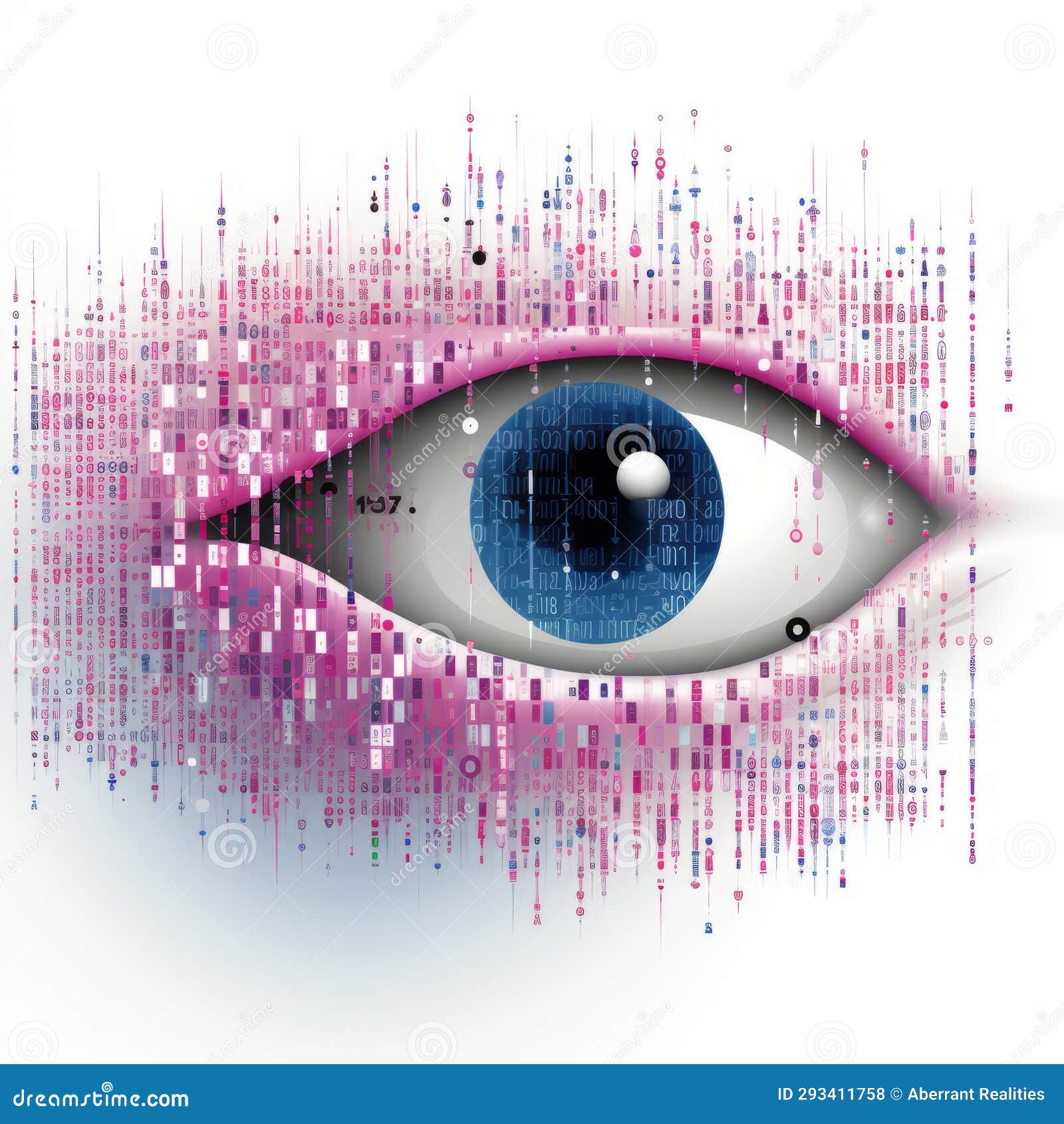 An Illustration of an Eye with a Digital Background Stock Illustration ...