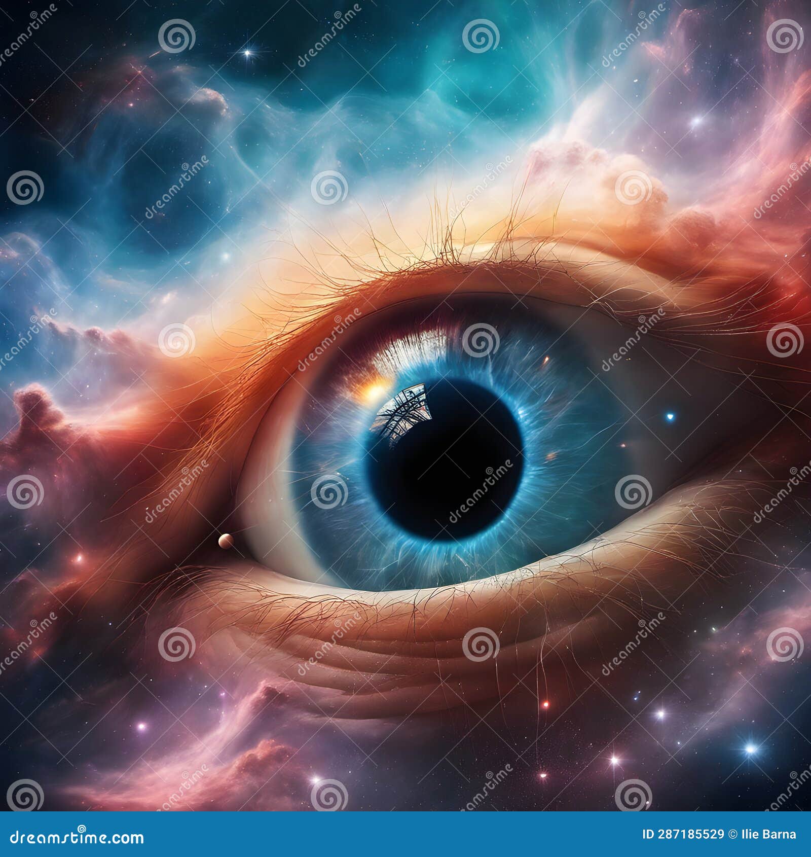 Illustration of an Eye Forming in Space, Generative Ai Stock ...