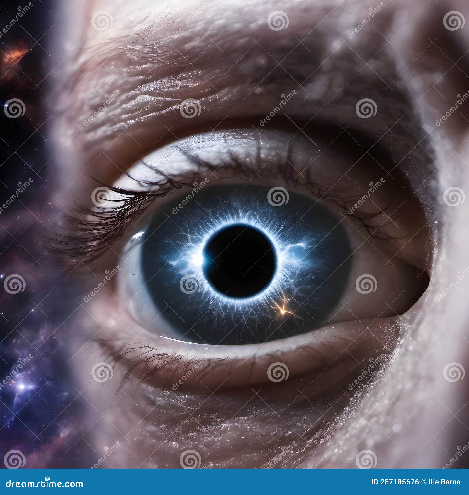 Illustration of an Eye Forming in Space, Generative Ai Stock ...