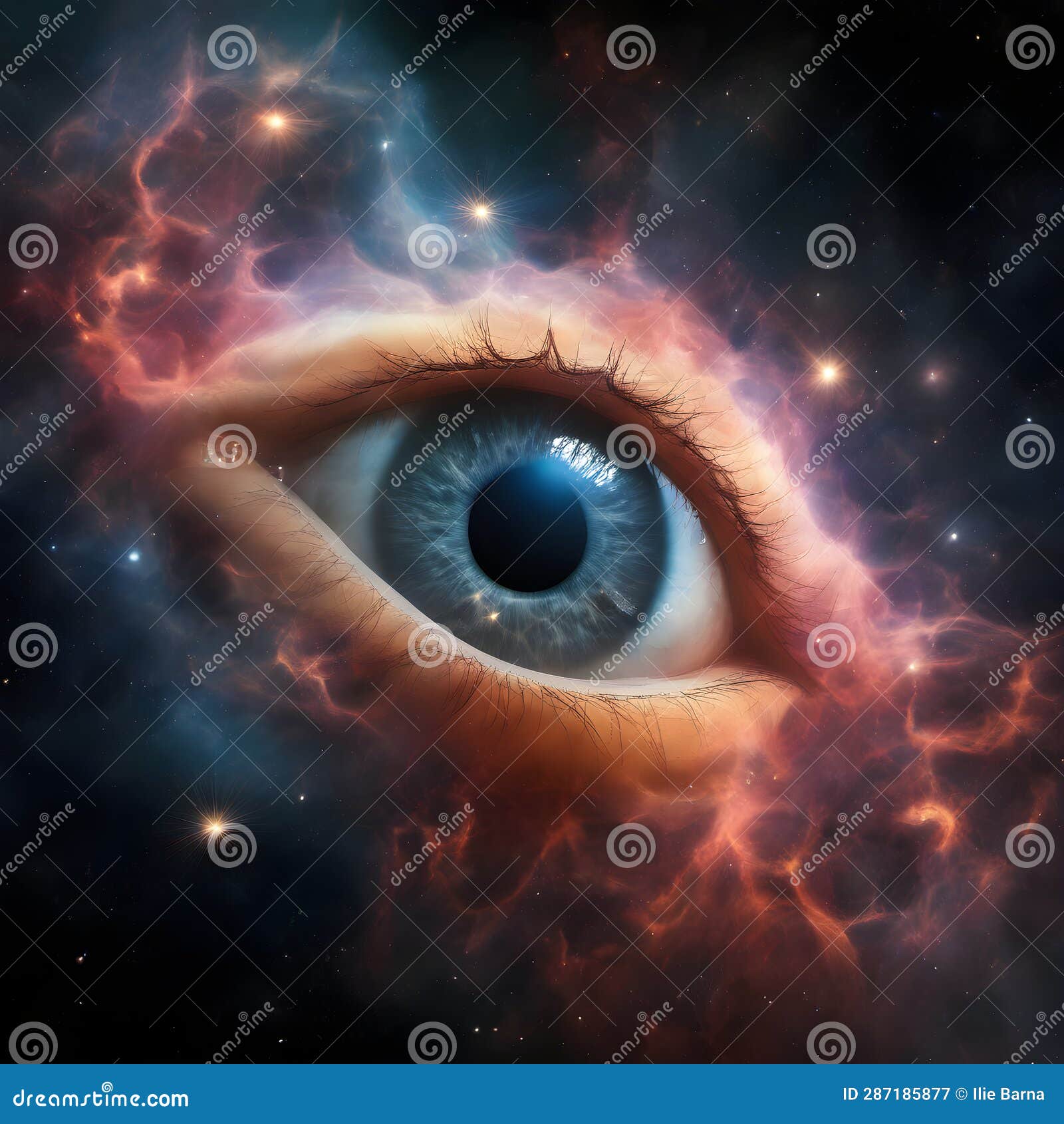 Illustration of an Eye Forming in Space, Generative Ai Stock ...