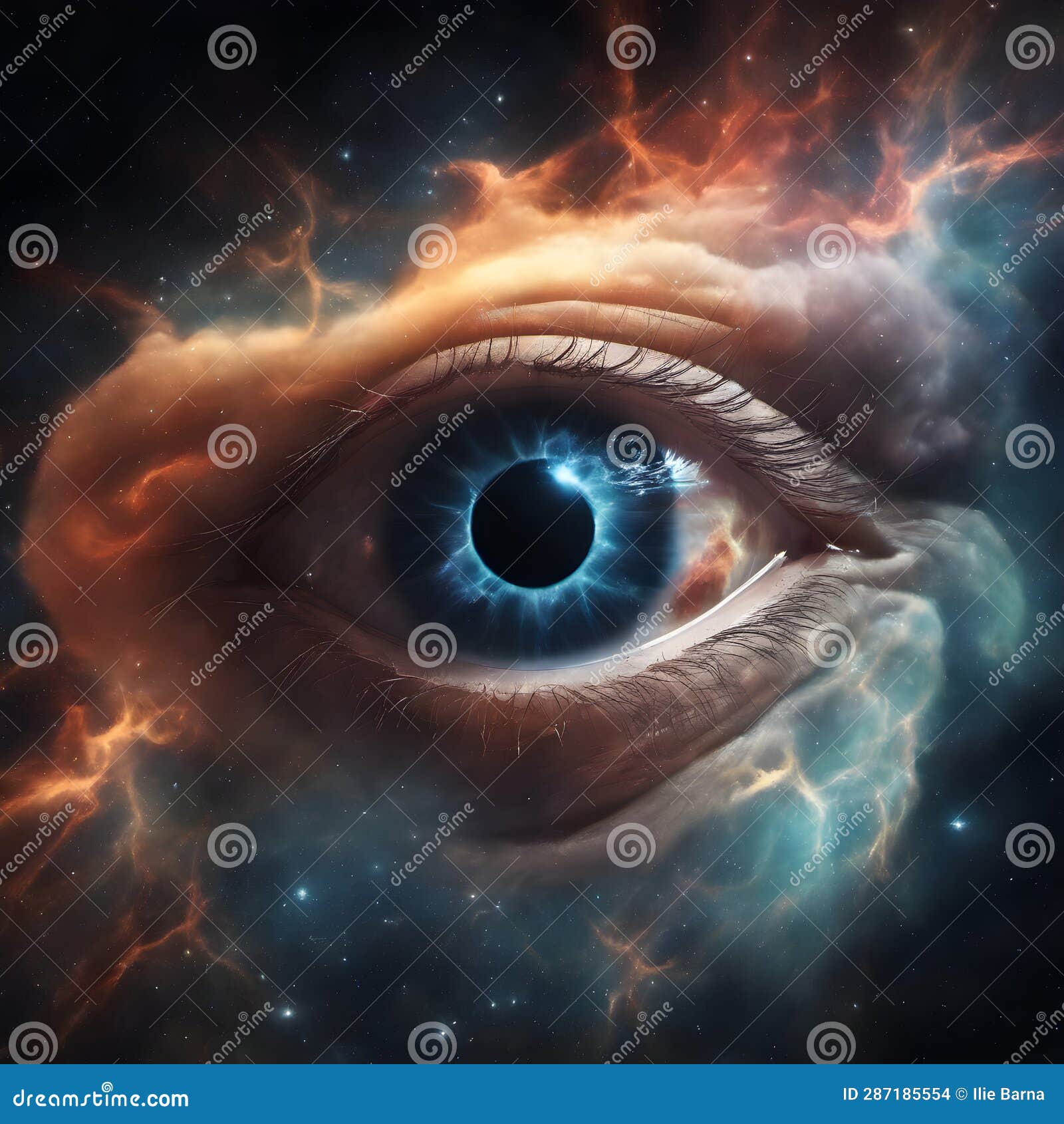 Illustration of an Eye Forming in Space, Generative Ai Stock ...