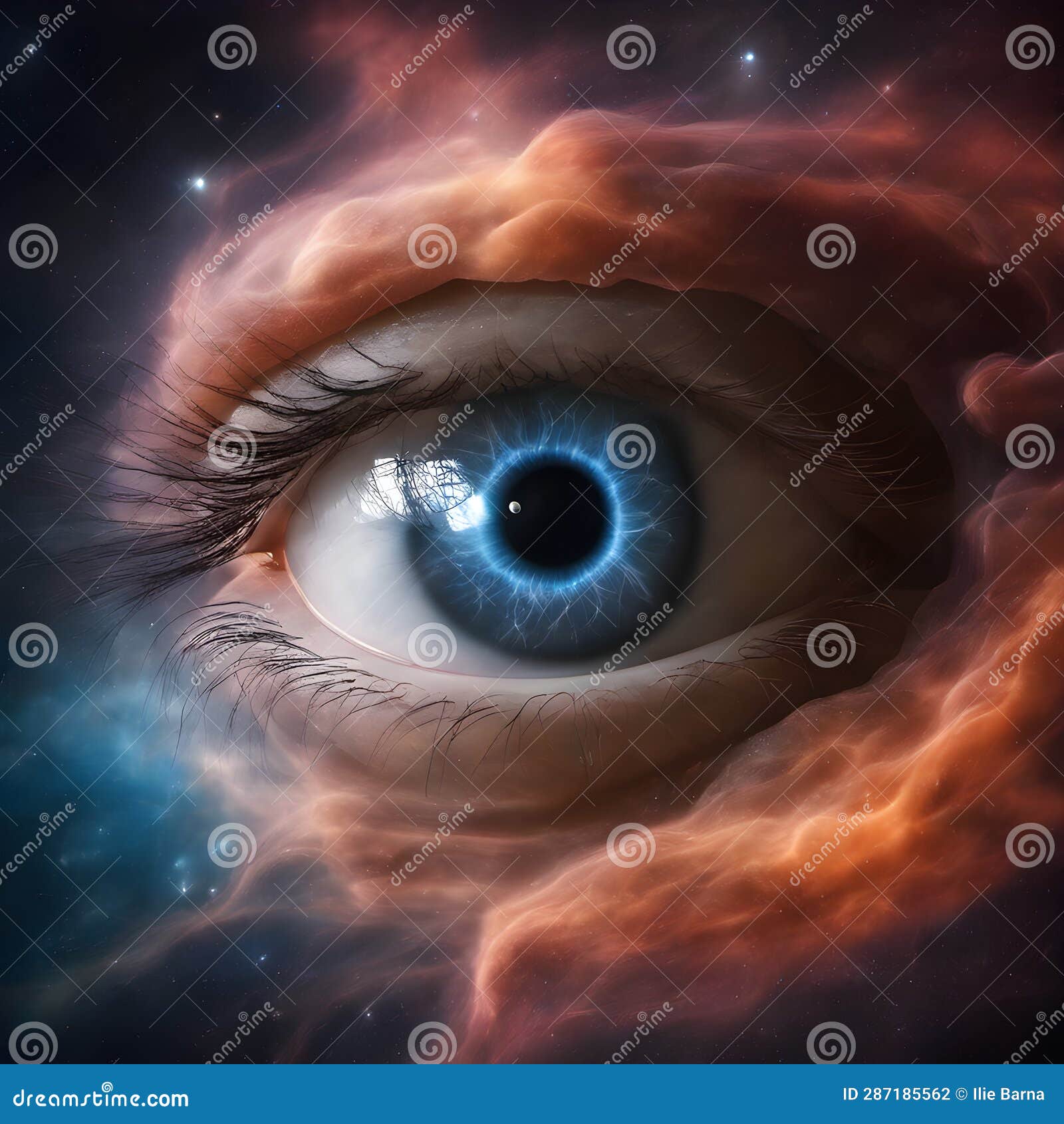 Illustration of an Eye Forming in Space, Generative Ai Stock ...