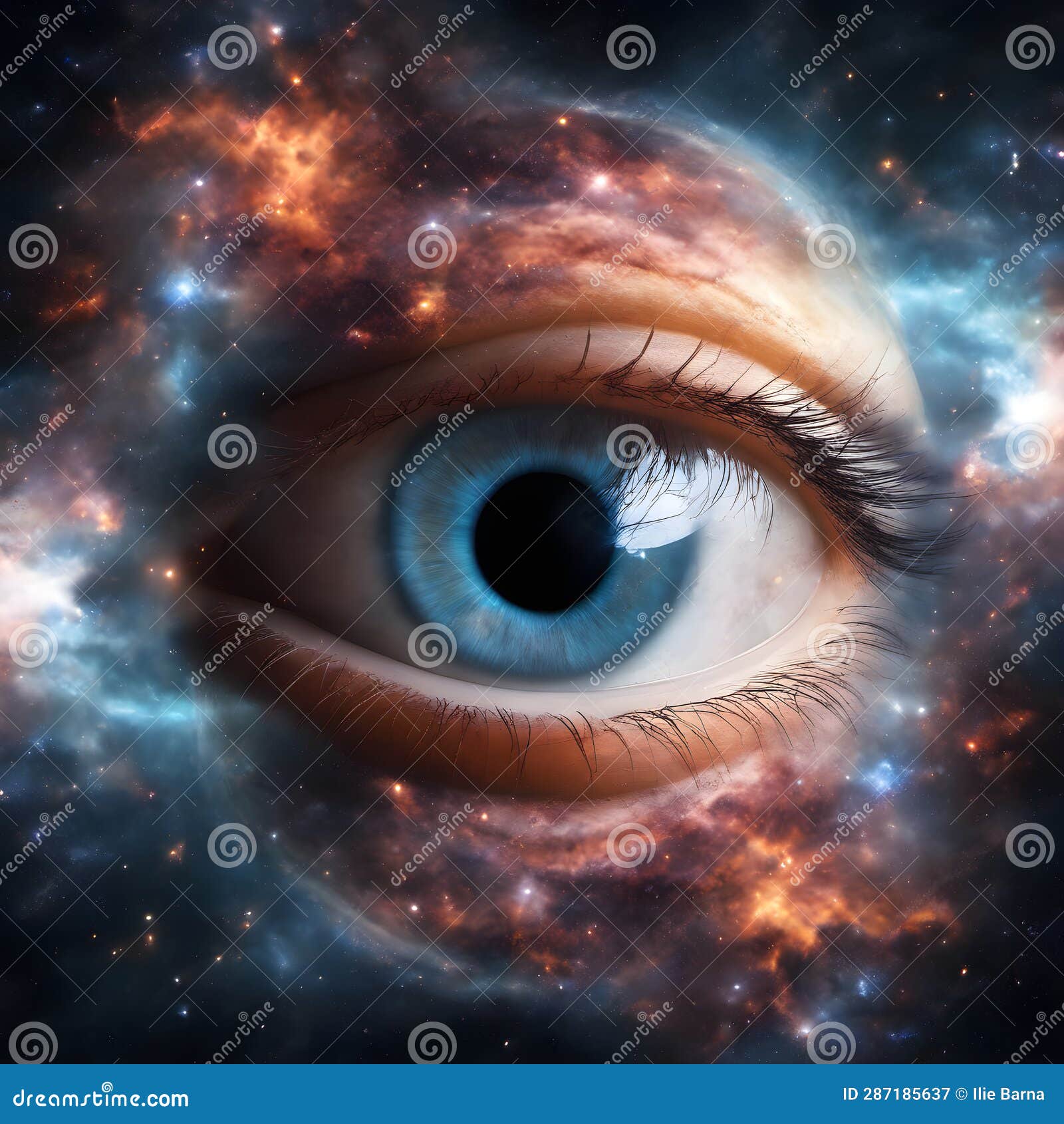Illustration of an Eye Forming in Space, Generative Ai Stock ...