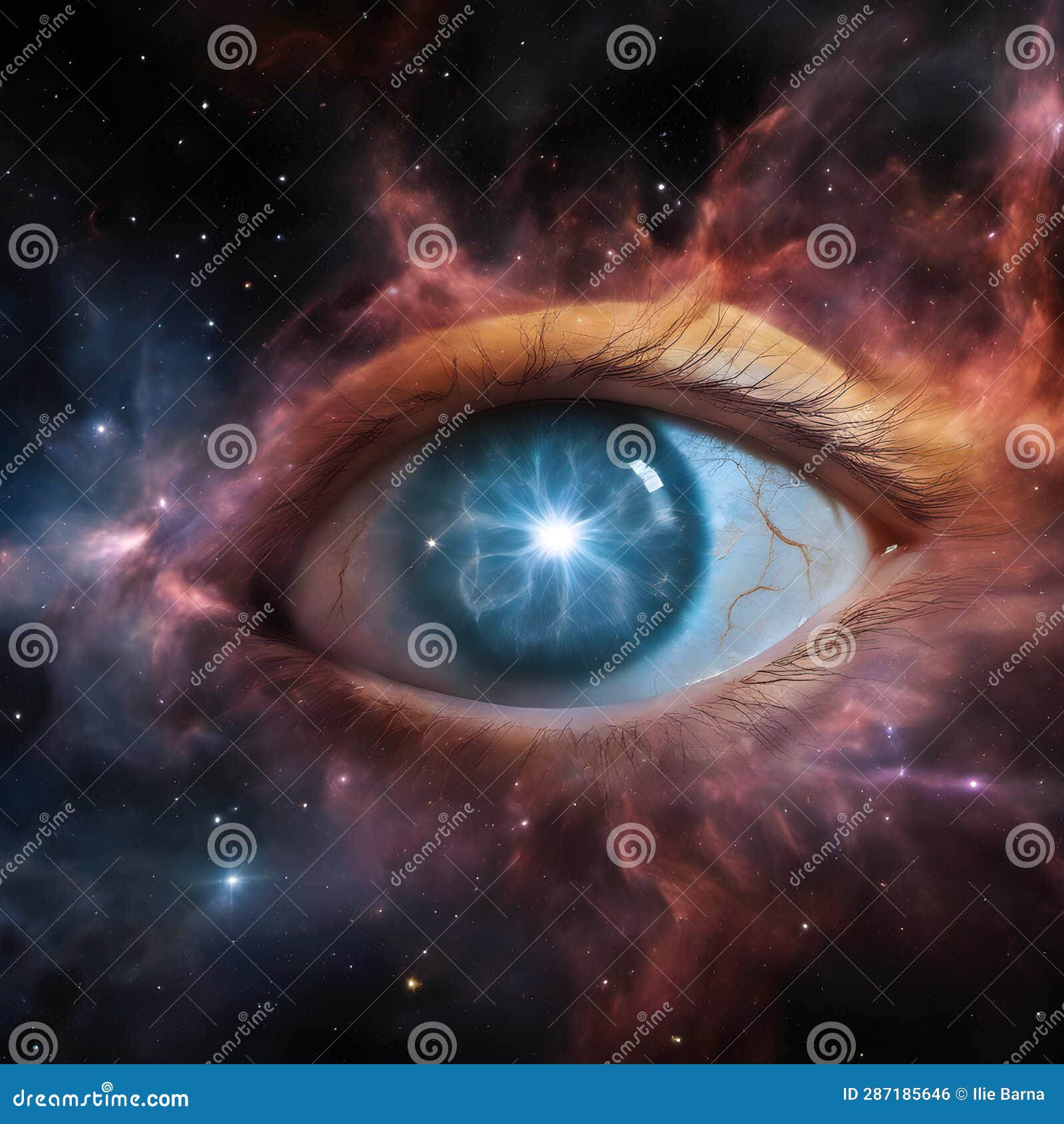 Illustration of an Eye Forming in Space, Generative Ai Stock ...