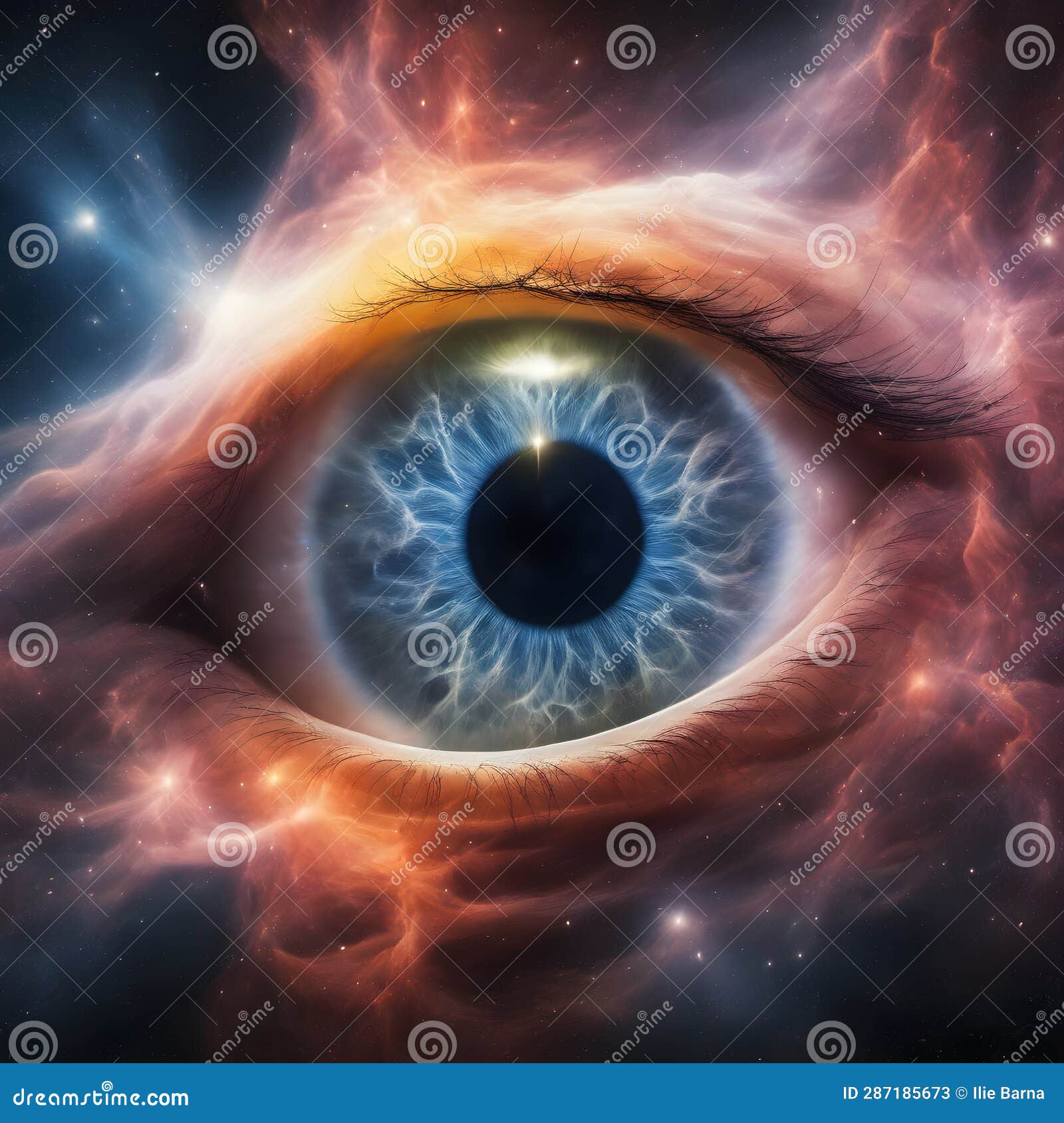 Illustration of an Eye Forming in Space, Generative Ai Stock ...