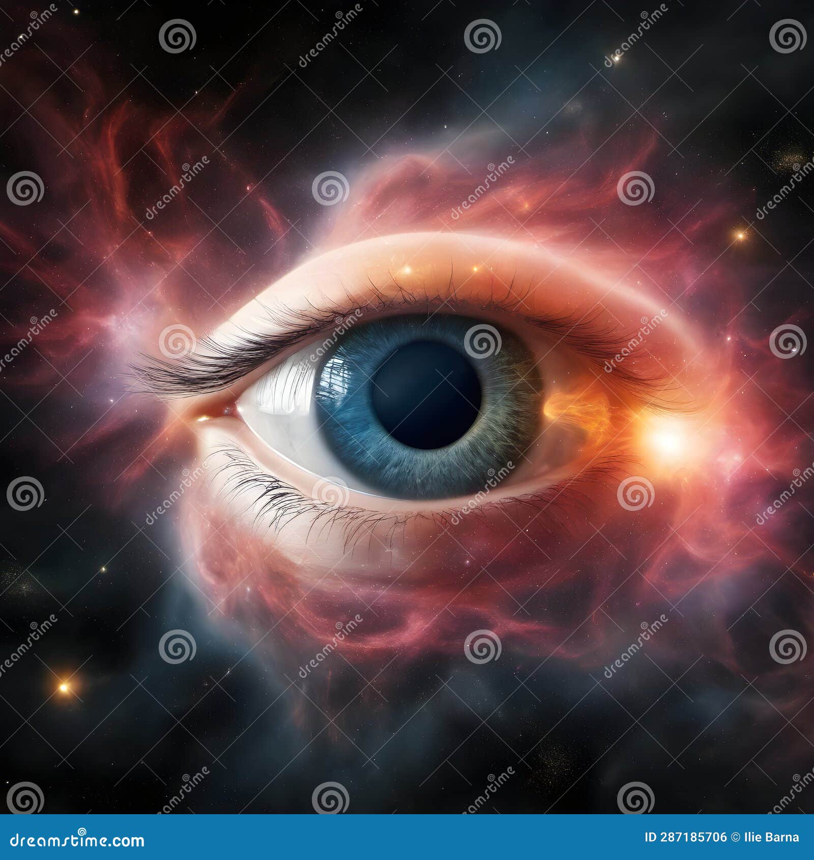 Illustration of an Eye Forming in Space, Generative Ai Stock ...