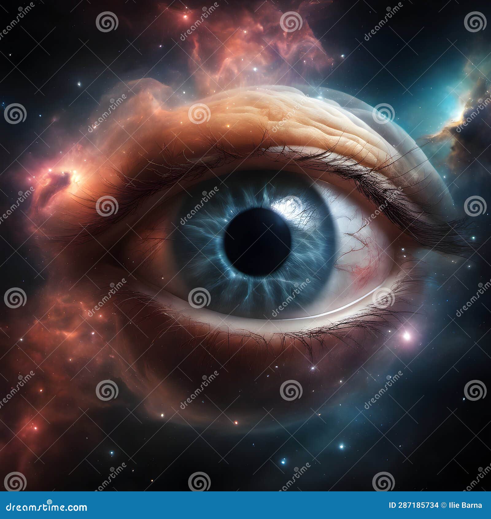 Illustration of an Eye Forming in Space, Generative Ai Stock ...