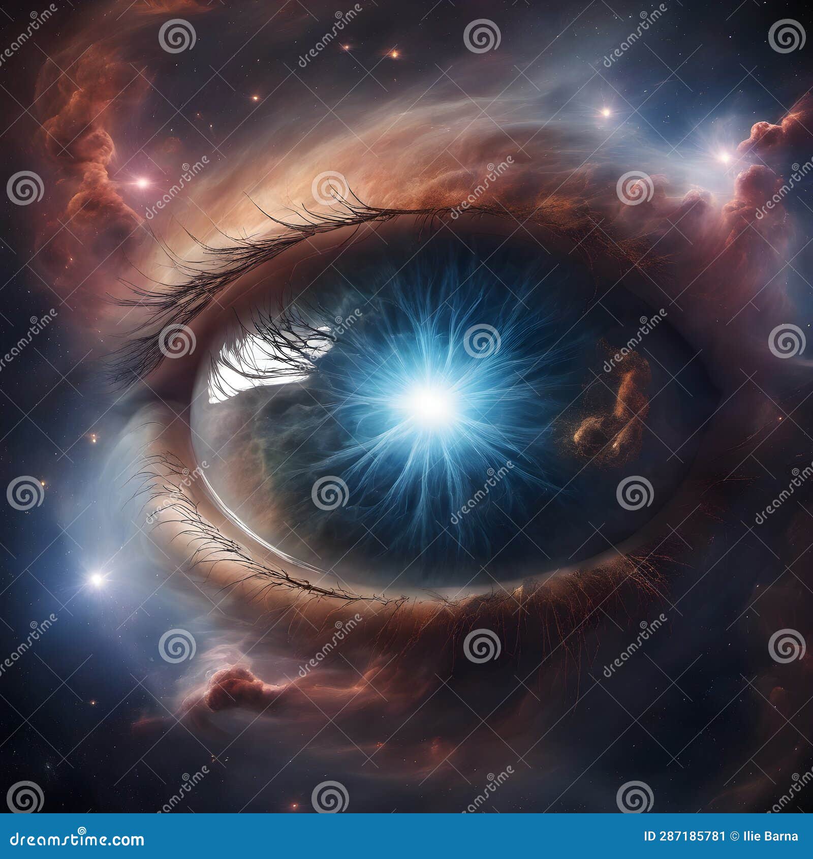 Illustration of an Eye Forming in Space, Generative Ai Stock ...