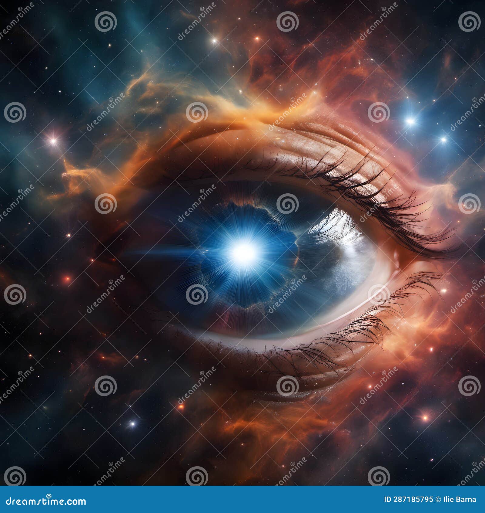 Illustration of an Eye Forming in Space, Generative Ai Stock ...