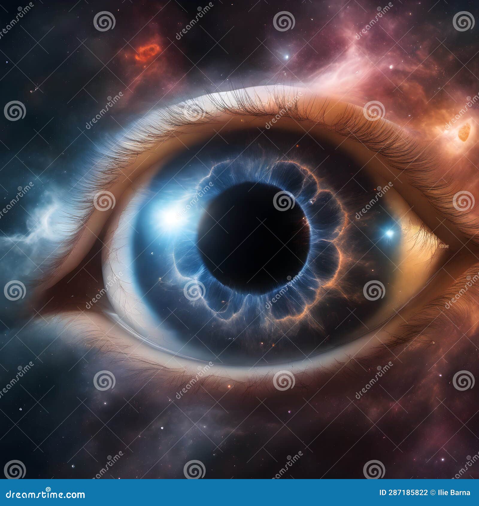 Illustration of an Eye Forming in Space, Generative Ai Stock ...