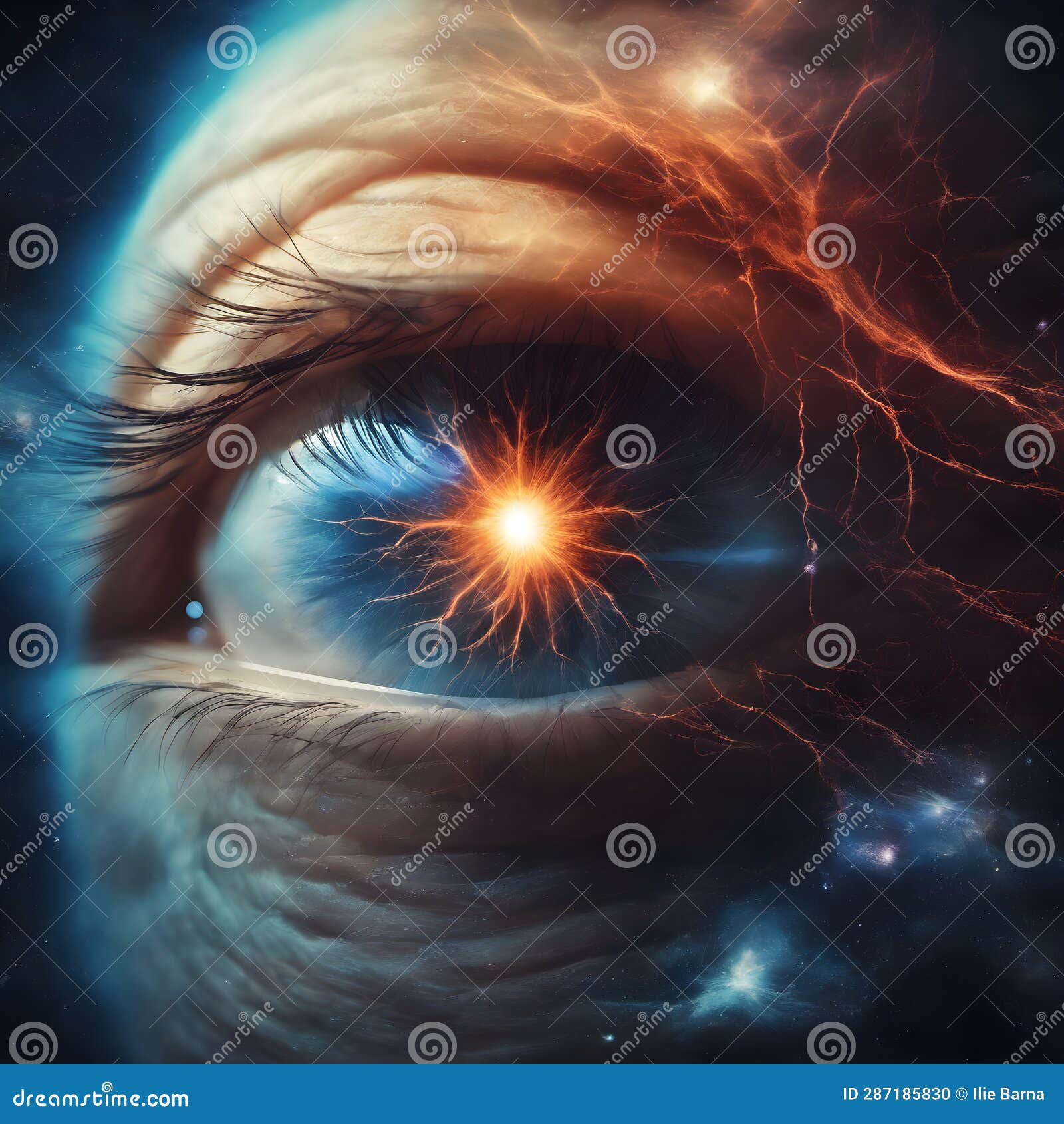 Illustration of an Eye Forming in Space, Generative Ai Stock ...