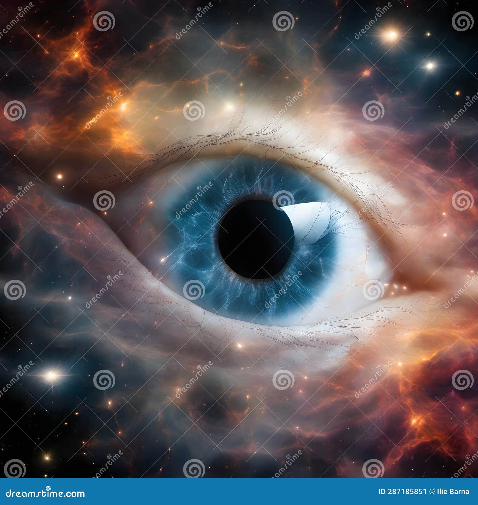 Illustration of an Eye Forming in Space, Generative Ai Stock ...