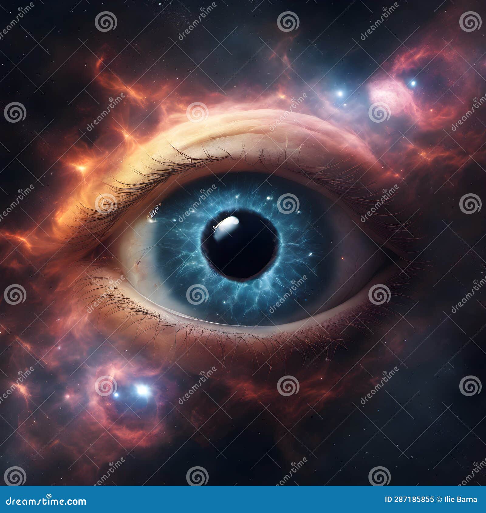 Illustration of an Eye Forming in Space, Generative Ai Stock ...
