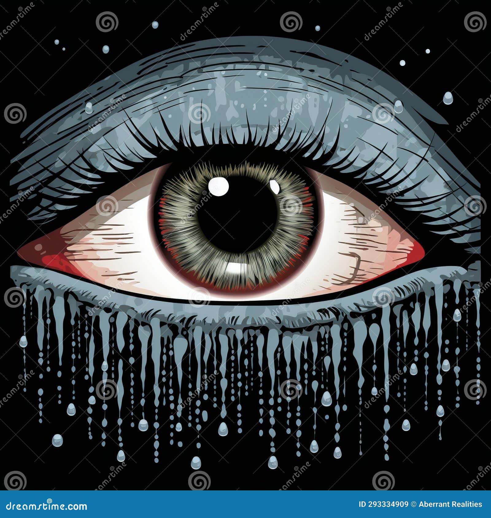 An Illustration of an Eye with Rain Drops on it Stock Illustration ...