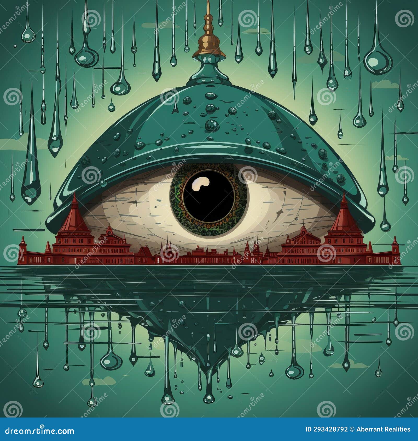 An Illustration of an Eye with Rain Drops on it Stock Illustration ...