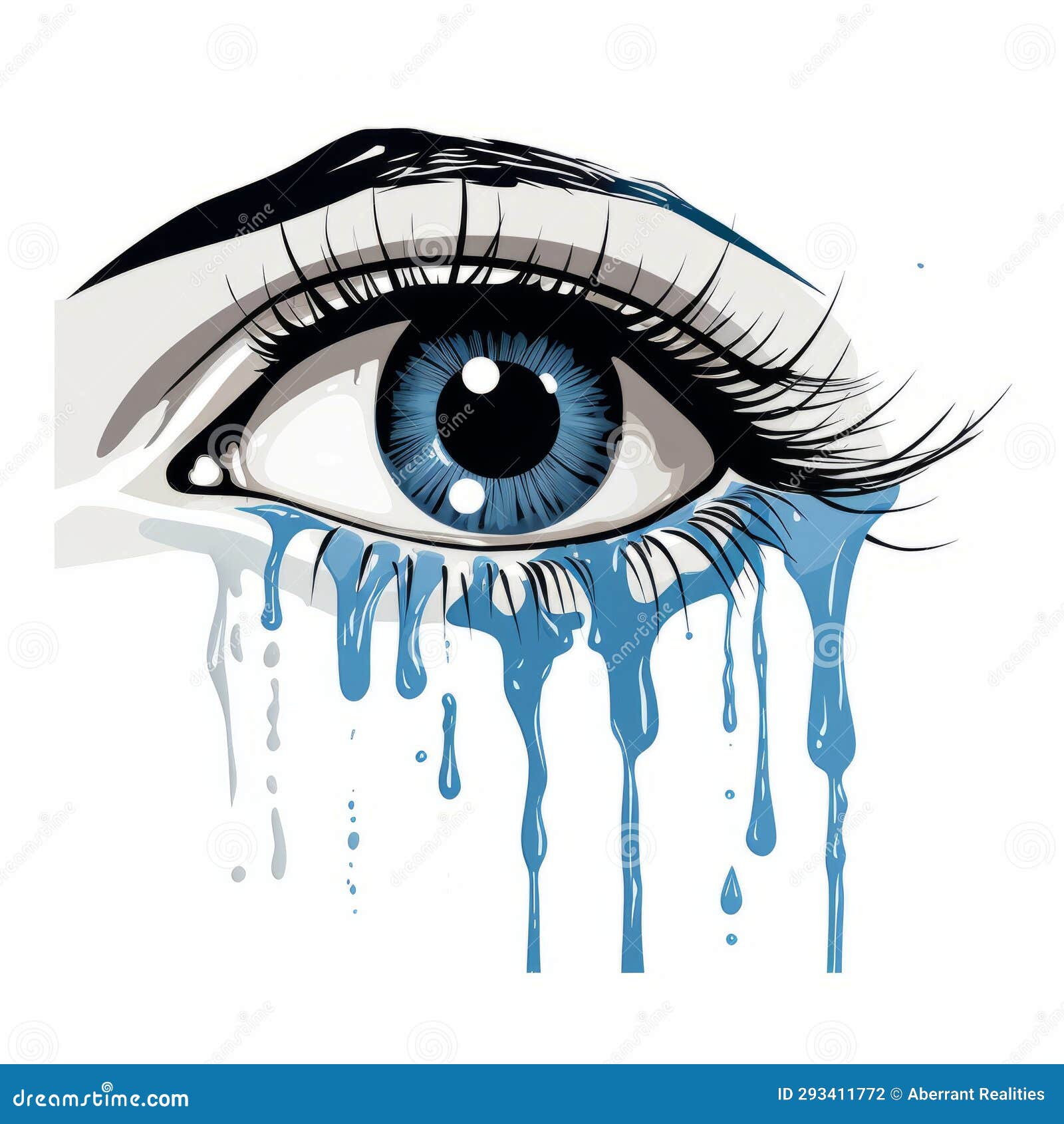 An Illustration of an Eye with Tears Running Down it Stock Illustration ...