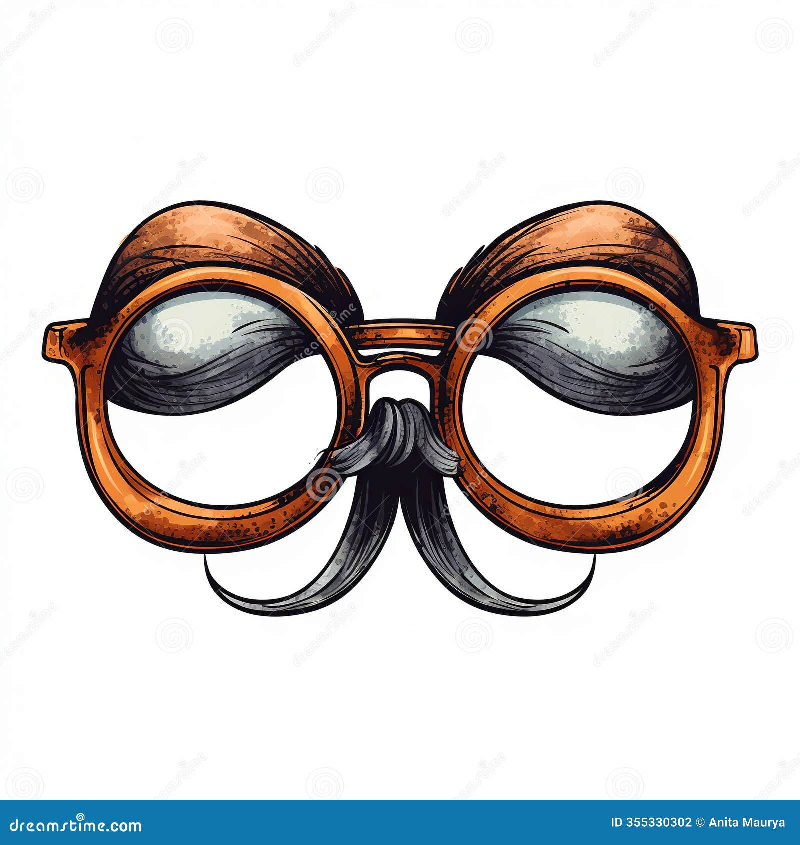 Illustration of Eyeglasses and Gray Mustache Symbol, Generative Ai ...