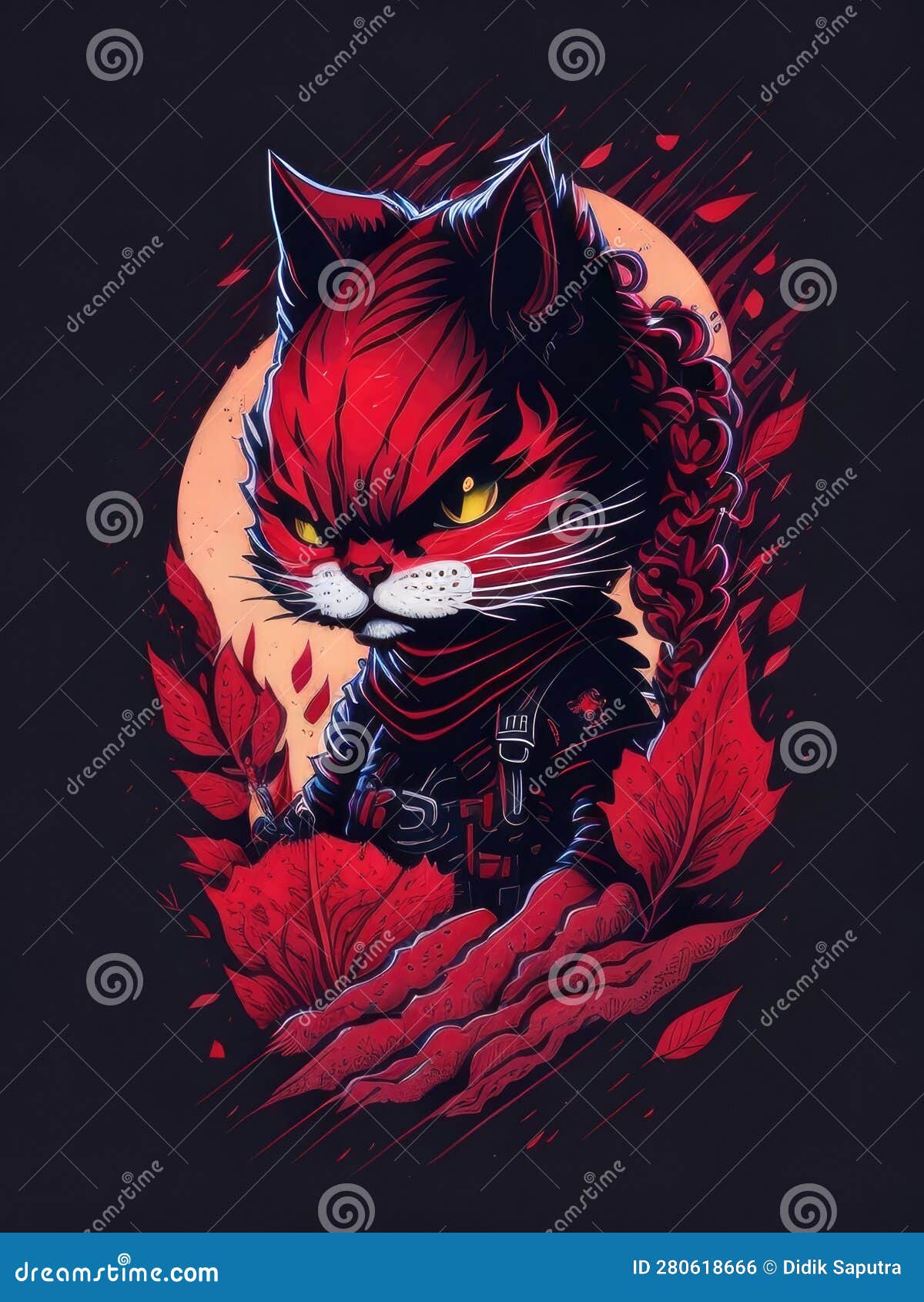 Illustration Face Evil Ninja Cat Stock Illustration - Illustration of ...