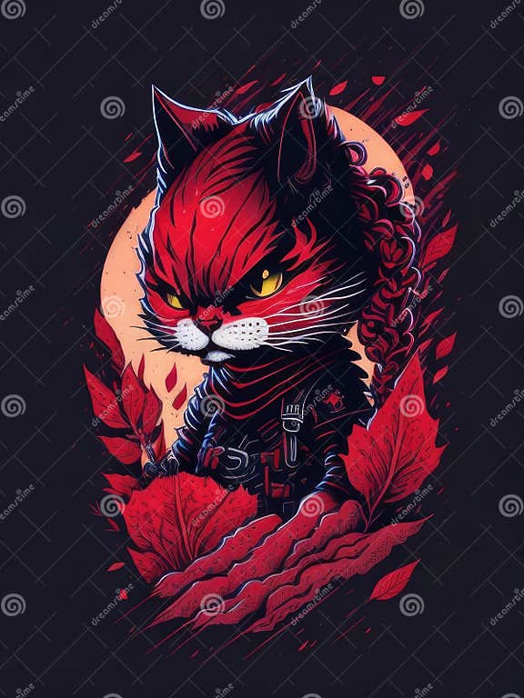 Illustration Face Evil Ninja Cat Stock Illustration - Illustration of ...
