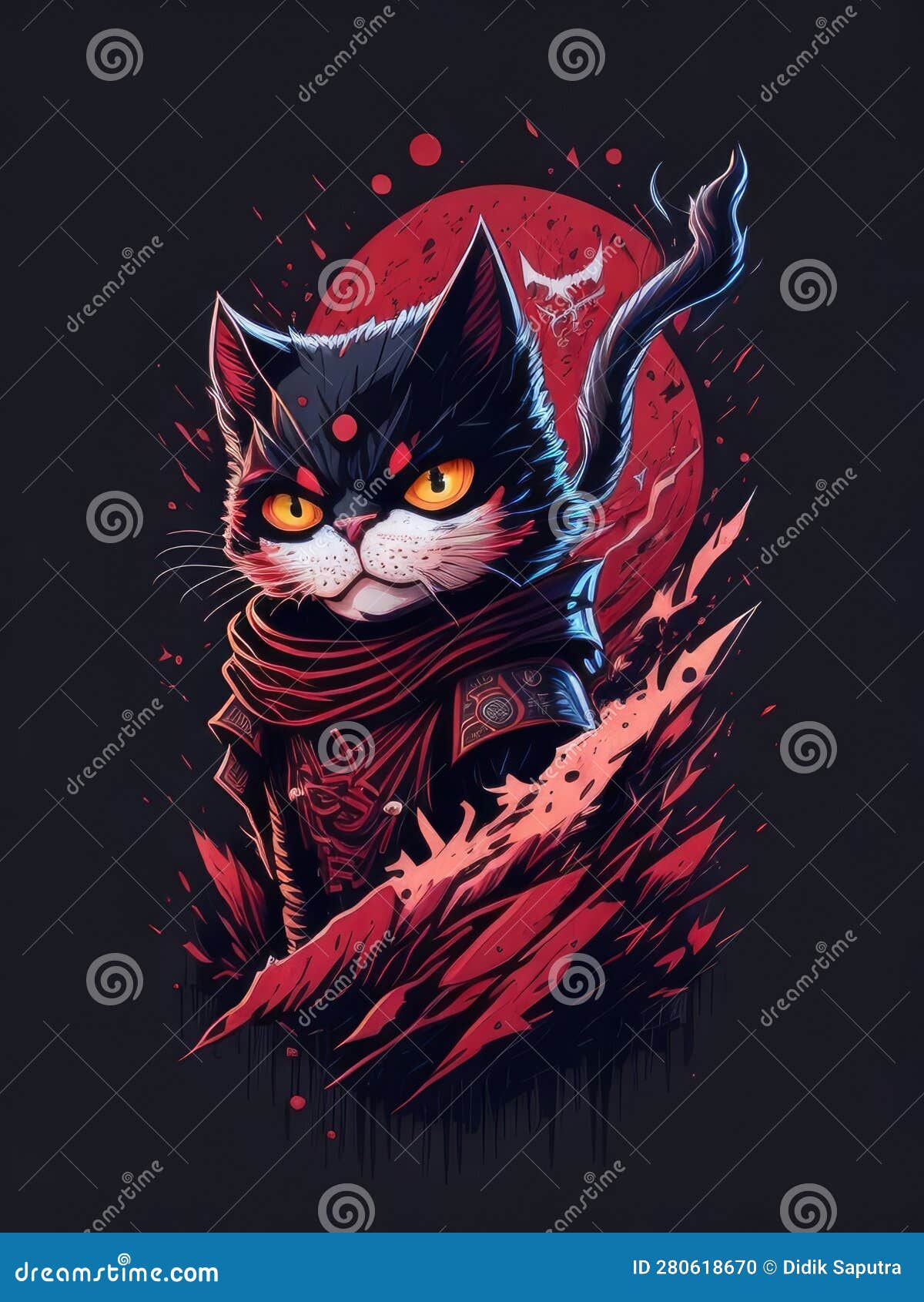 Illustration Face Evil Ninja Cat Stock Illustration - Illustration of ...