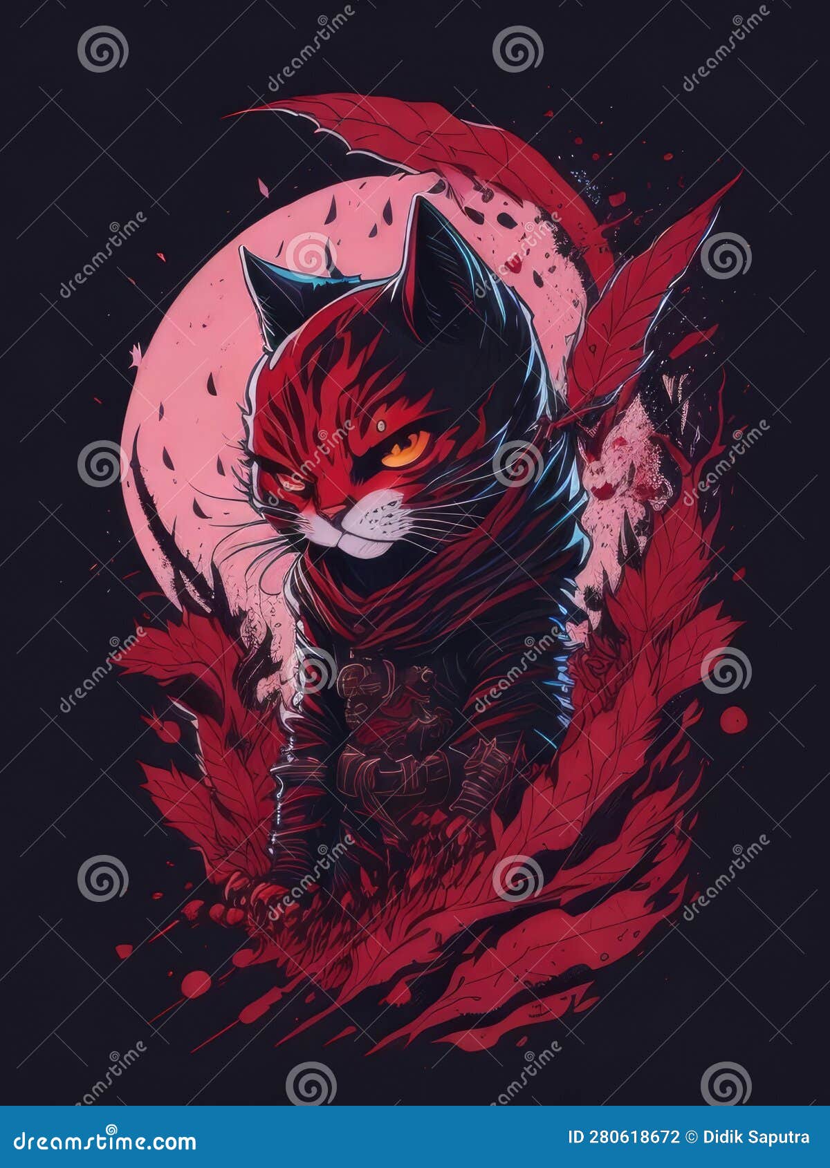 Illustration Face Evil Ninja Cat Stock Illustration - Illustration of ...