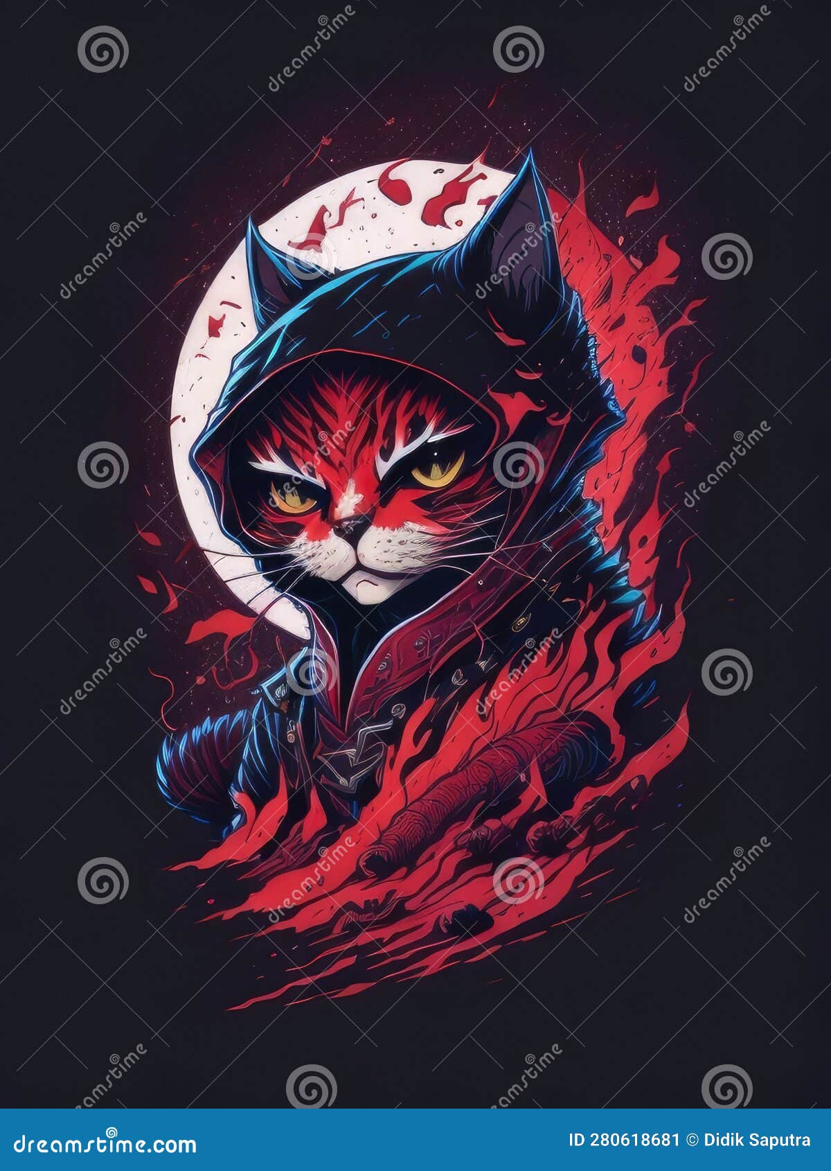 Illustration Face Evil Ninja Cat Stock Illustration - Illustration of ...