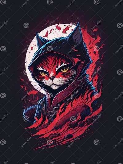 Illustration Face Evil Ninja Cat Stock Illustration - Illustration of ...